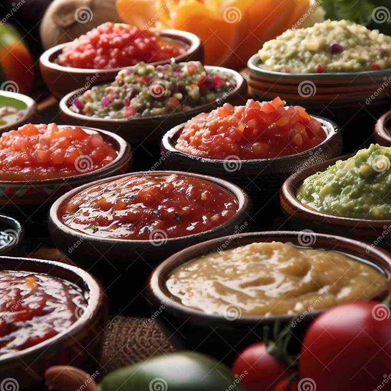 Traditional mexican salsas stock illustration. Illustration of salsa ...