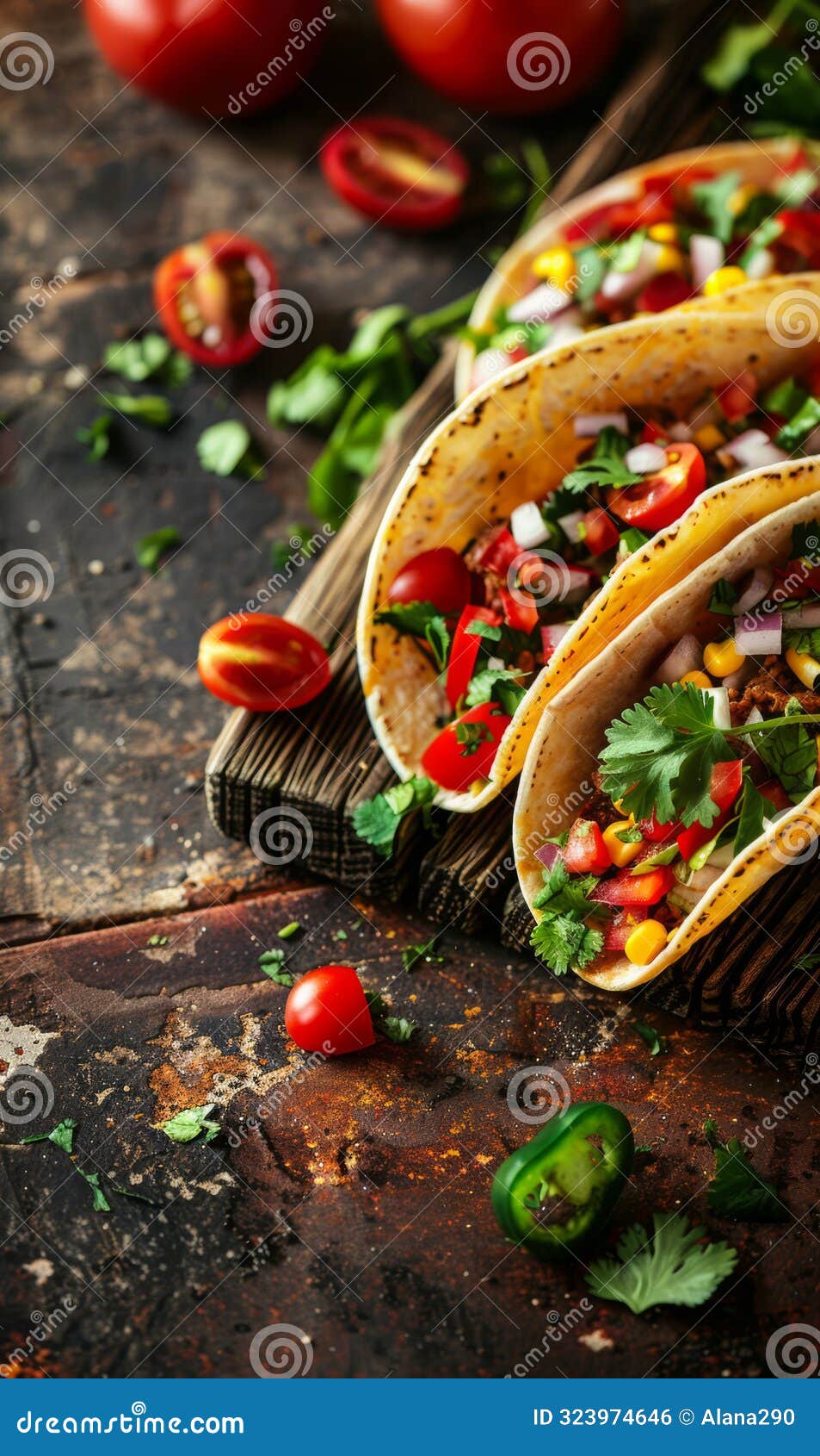 Traditional Mexican Tacos on Rustic Background with Copyspace Stock ...
