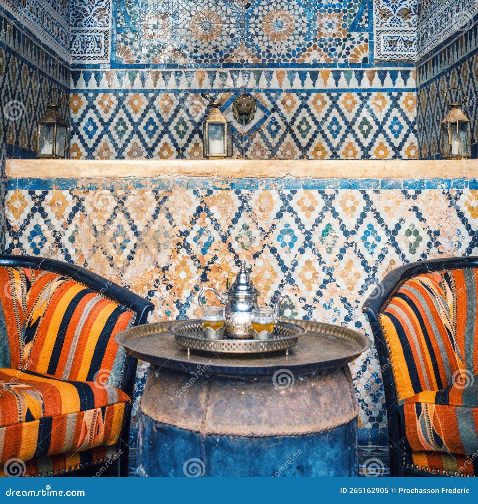 Traditional Mint Tea Set On Copper Table, Cairo, Egypt Royalty-Free ...