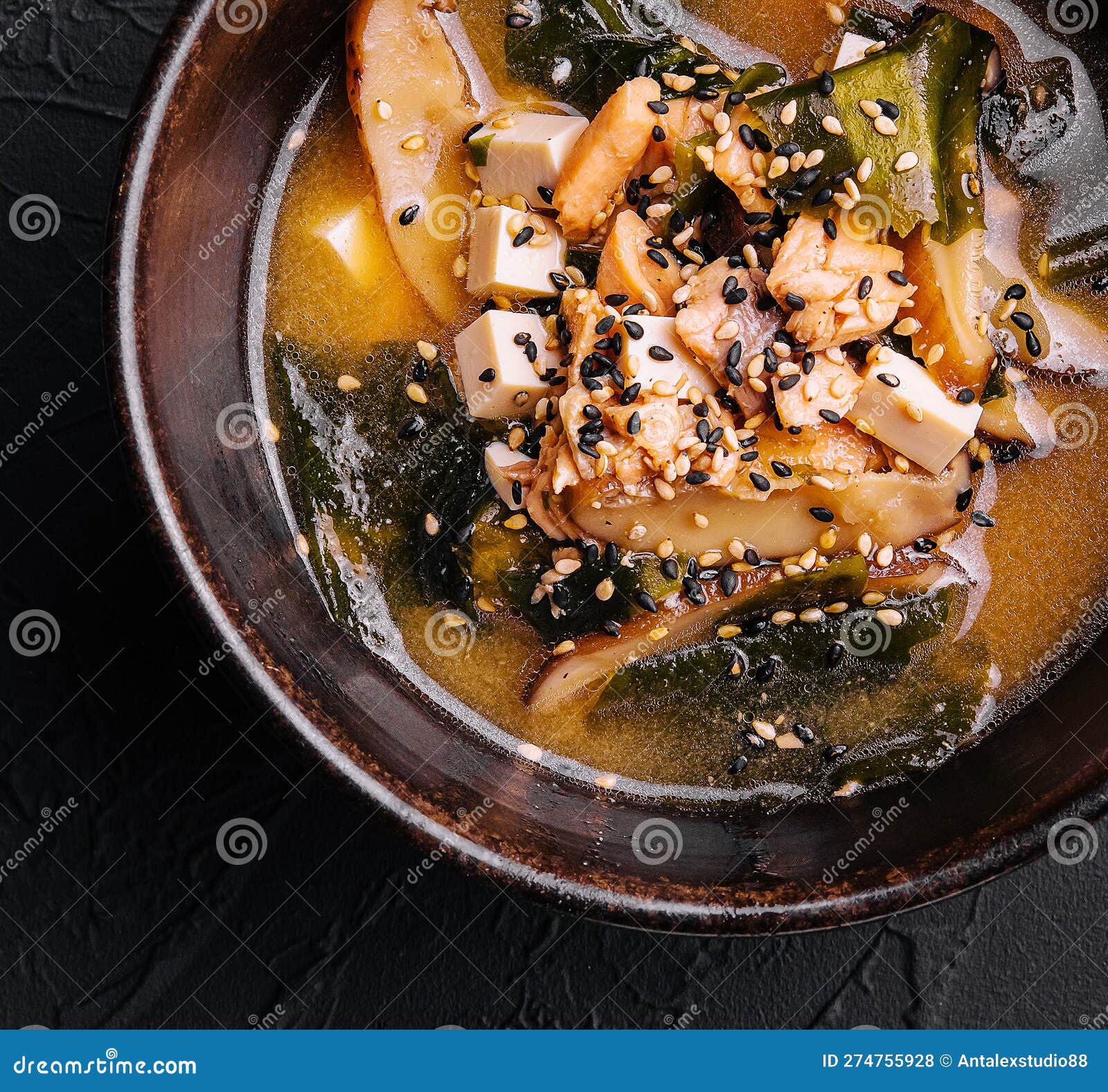 Traditional Miso Soup with Wakame Seaweeds Stock Photo - Image of bean ...