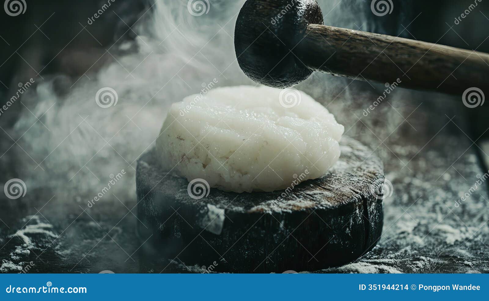Traditional Mochi Being Made through the Pounding Process in a Culinary ...