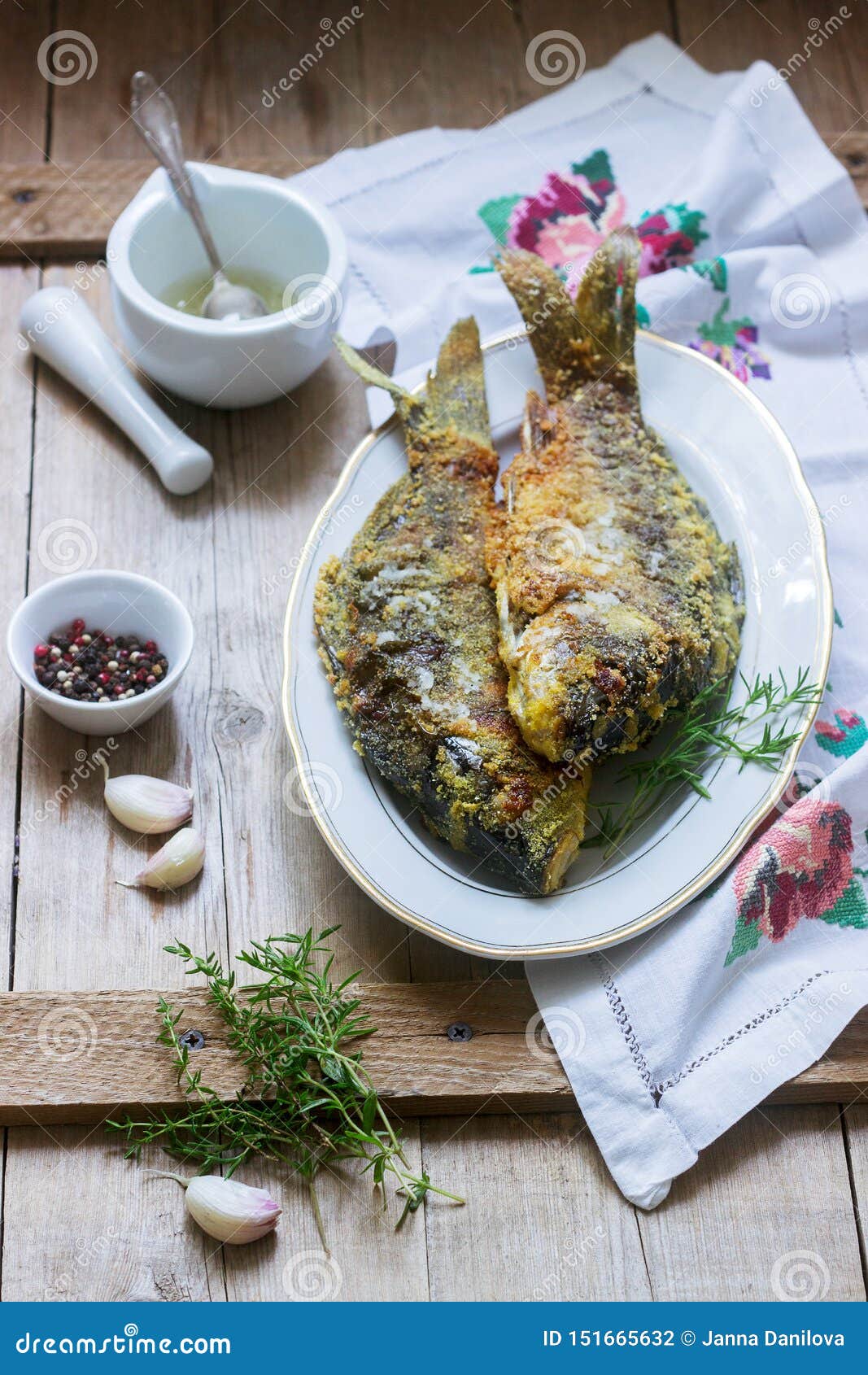 Traditional Moldovan or Romanian Dish, Fried Fish in Corn Breading ...