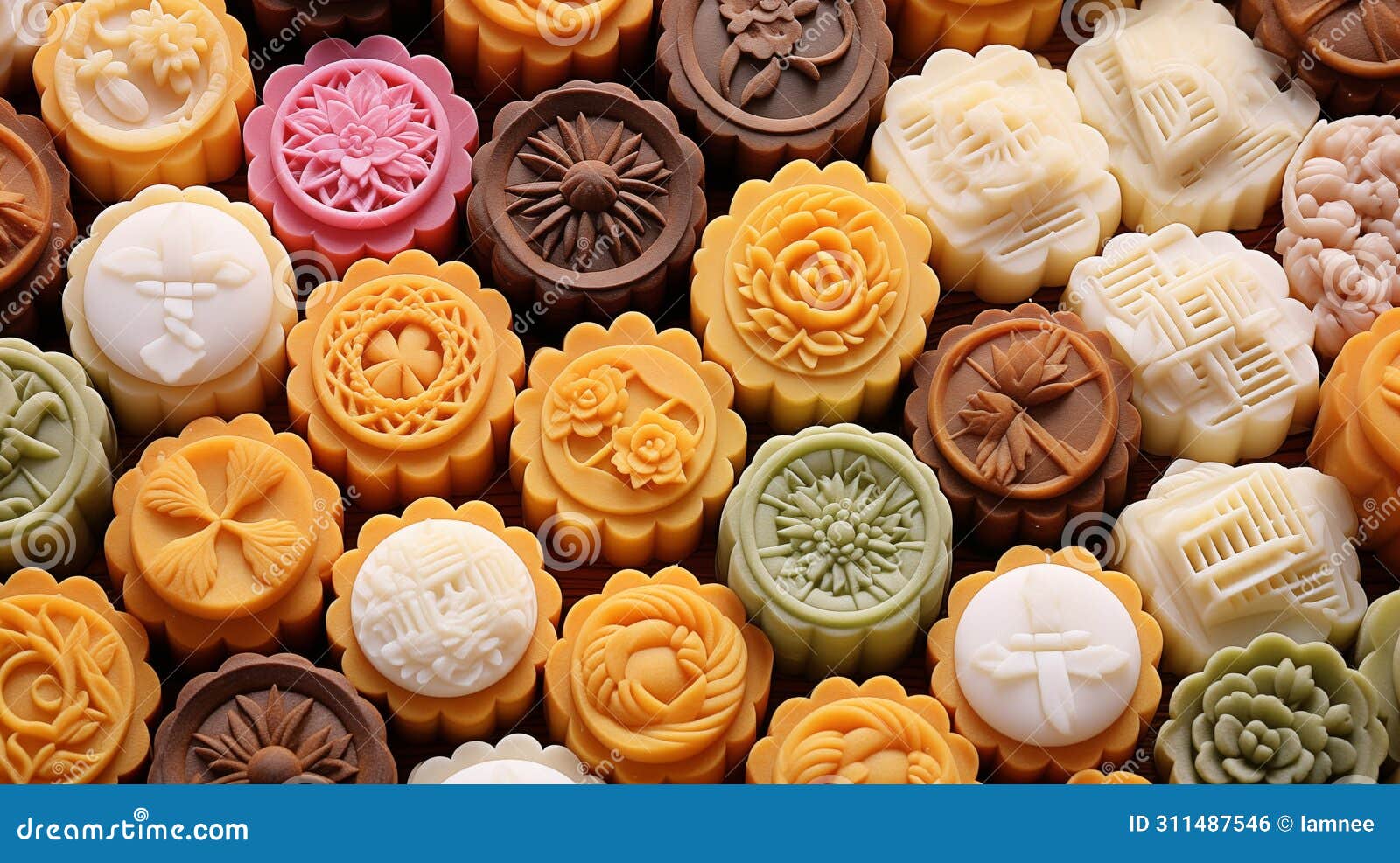 Mooncakes Use Modern Molds To Make Patterns.AI Generated Stock ...