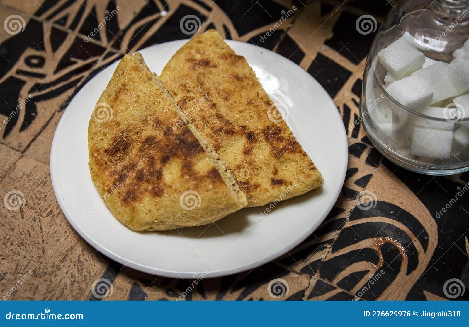 Traditional Moroccan Breakfast Bread and Sugar Stock Photo - Image of ...