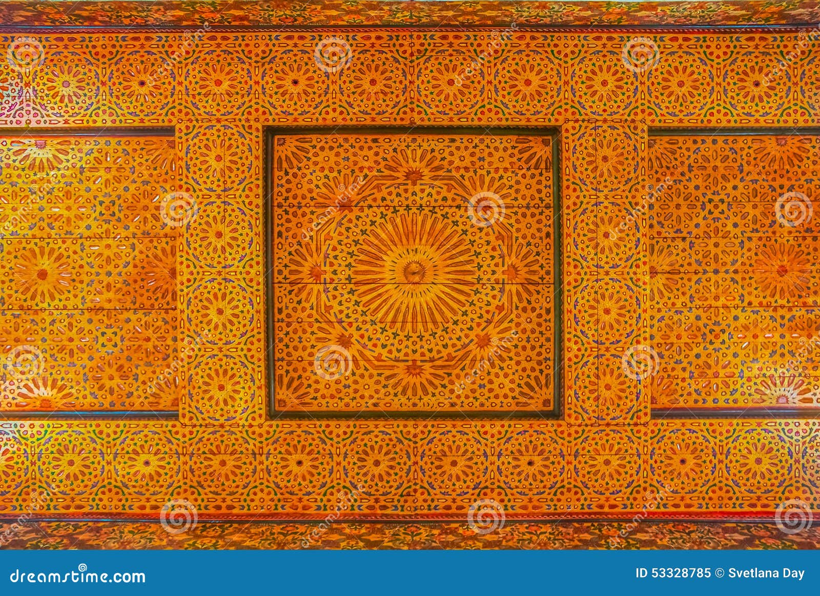 Traditional Moroccan Carved Ceiling Stock Image - Image of mosaic ...