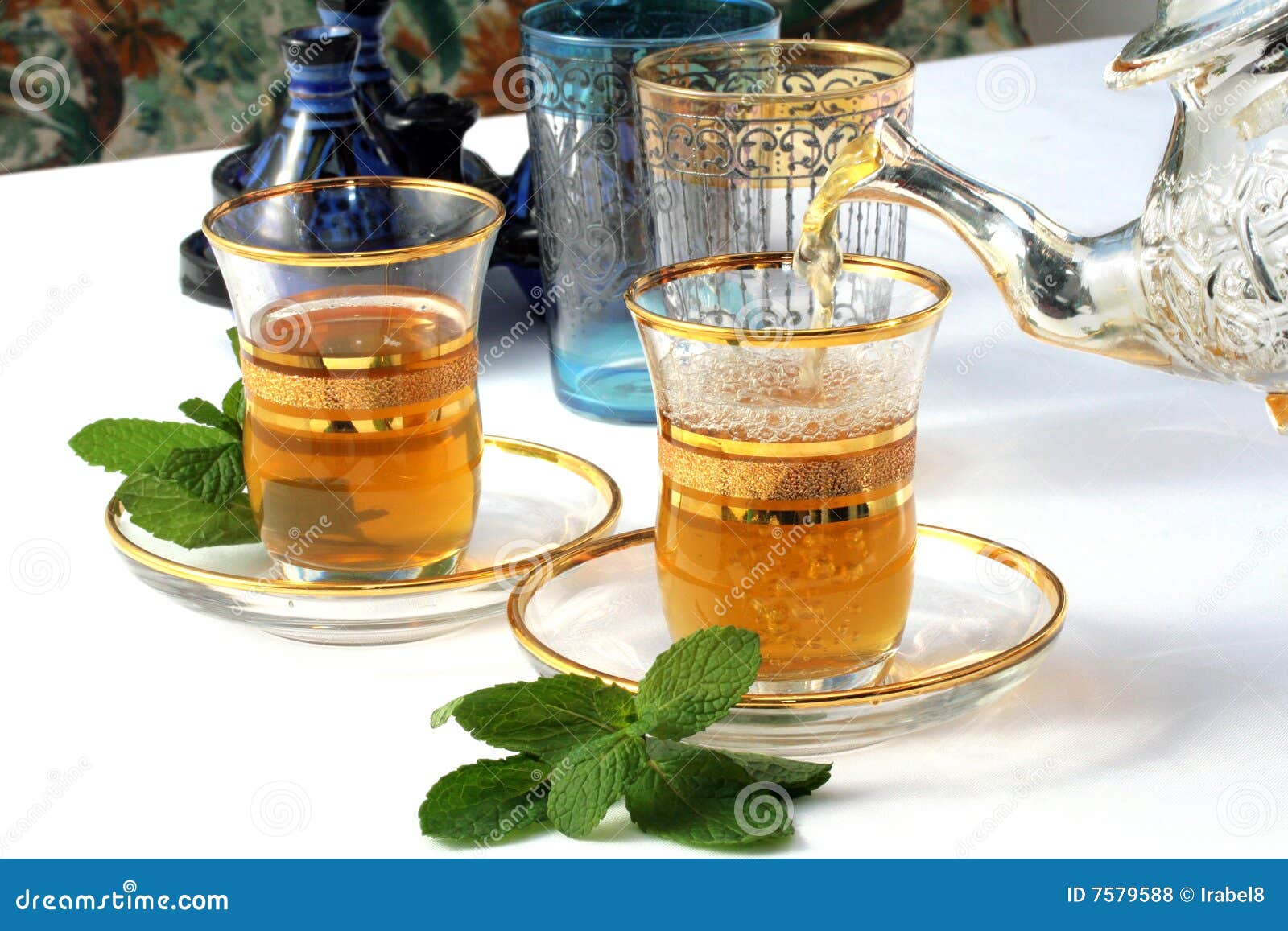 Traditional Moroccan Mint Tea Stock Photo - Image of food, hospitality ...