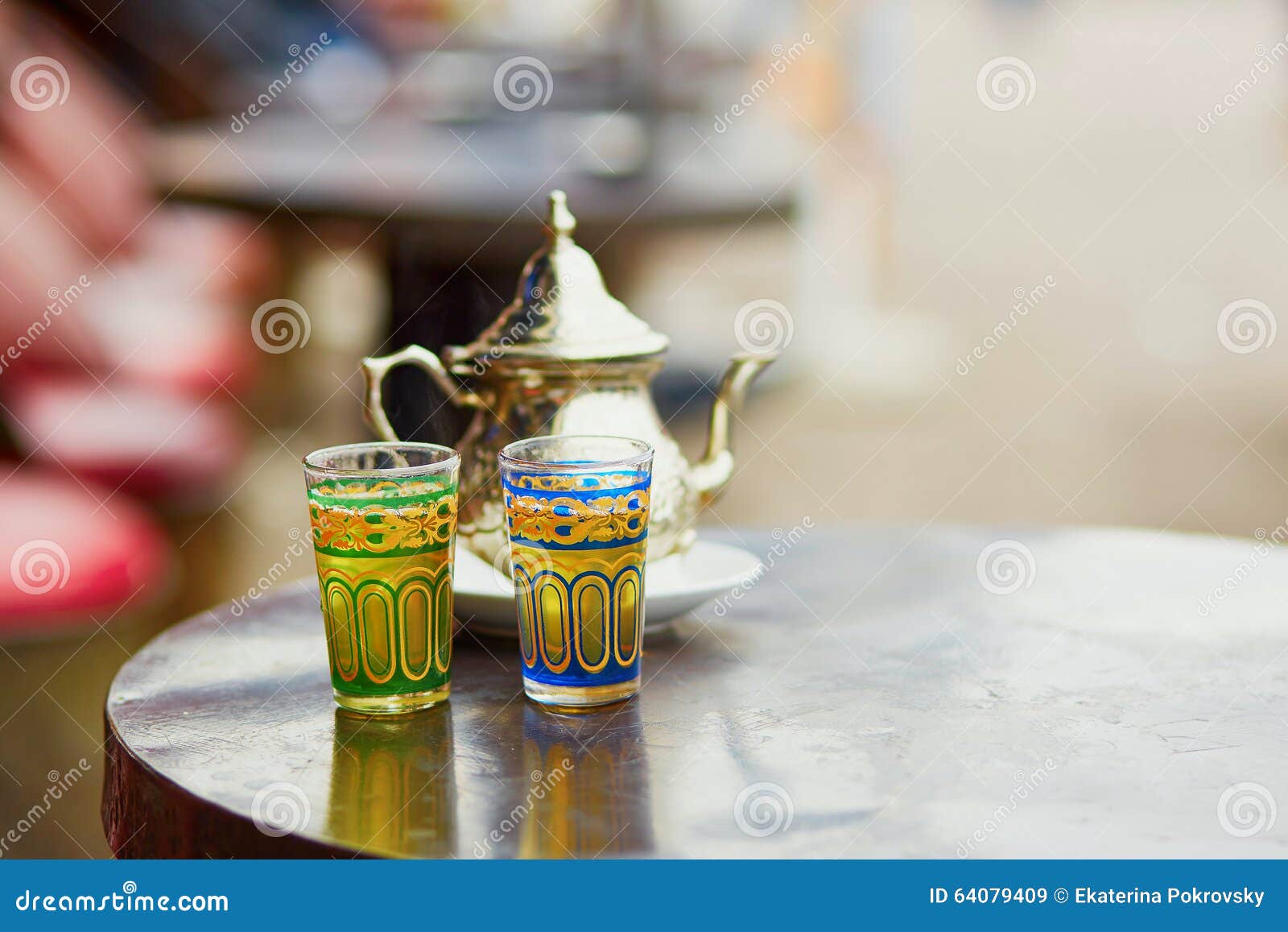 Traditional Moroccan Mint Tea in a Cafe of Marrakech Stock Image ...