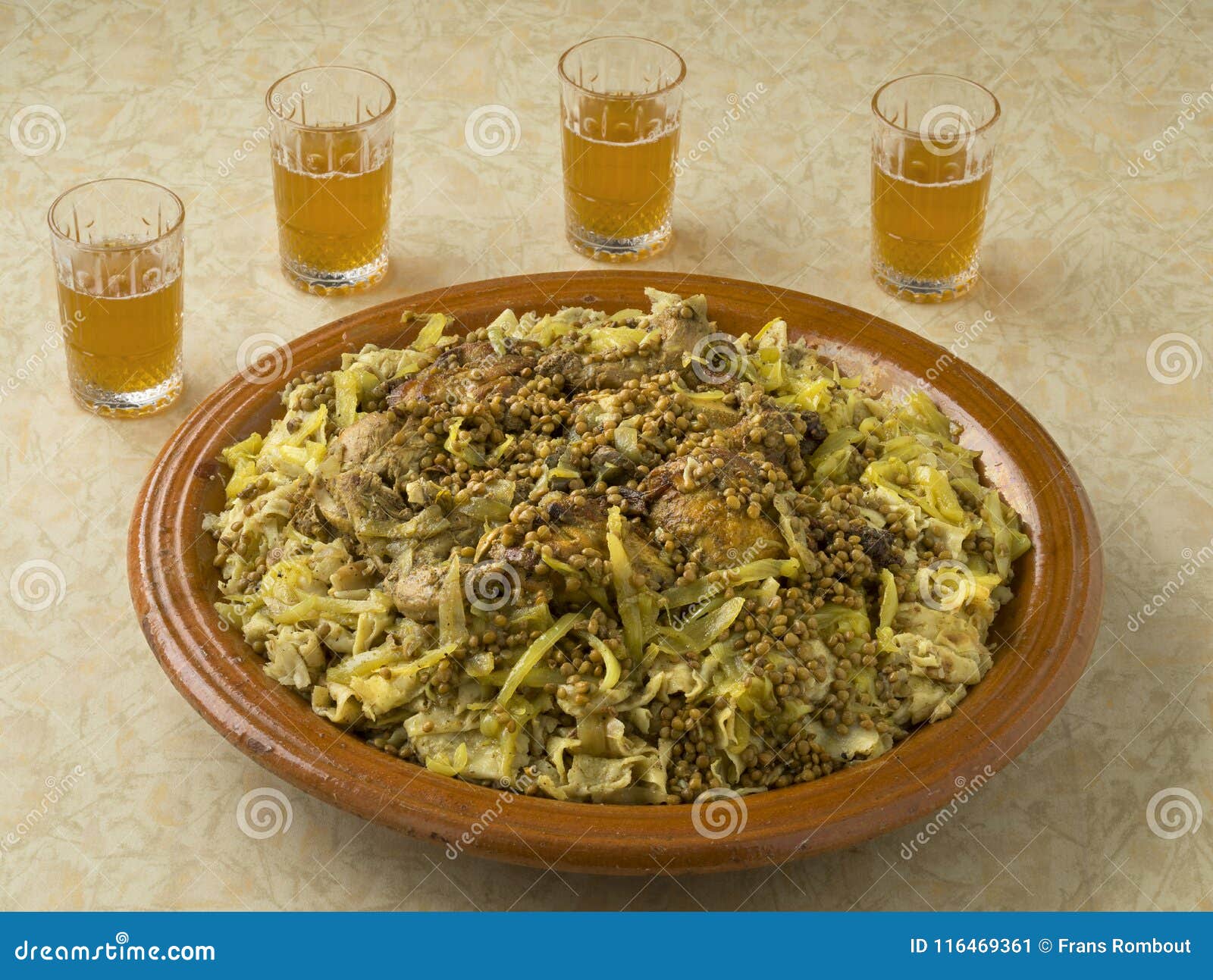 Traditional Moroccan Rfissa and Tea Stock Image - Image of meal ...