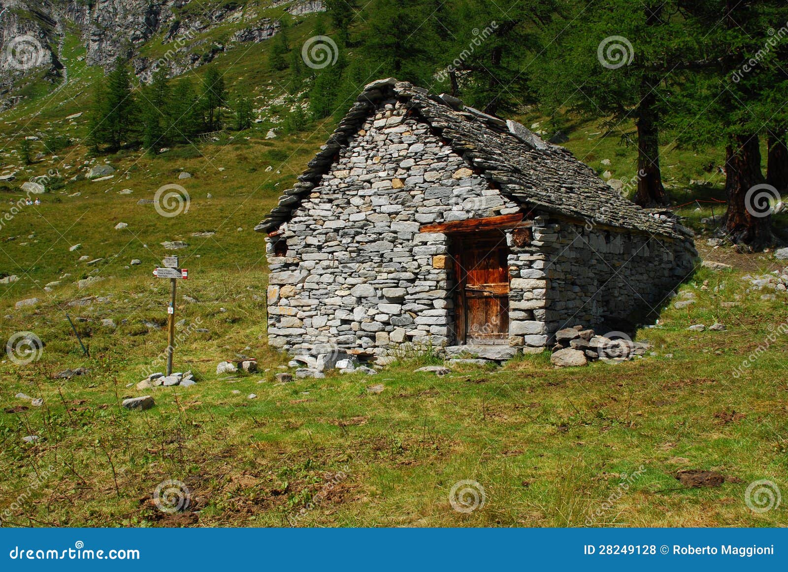 Traditional Mountain Hut, Italian Alps Stock Photo - Image of stone ...