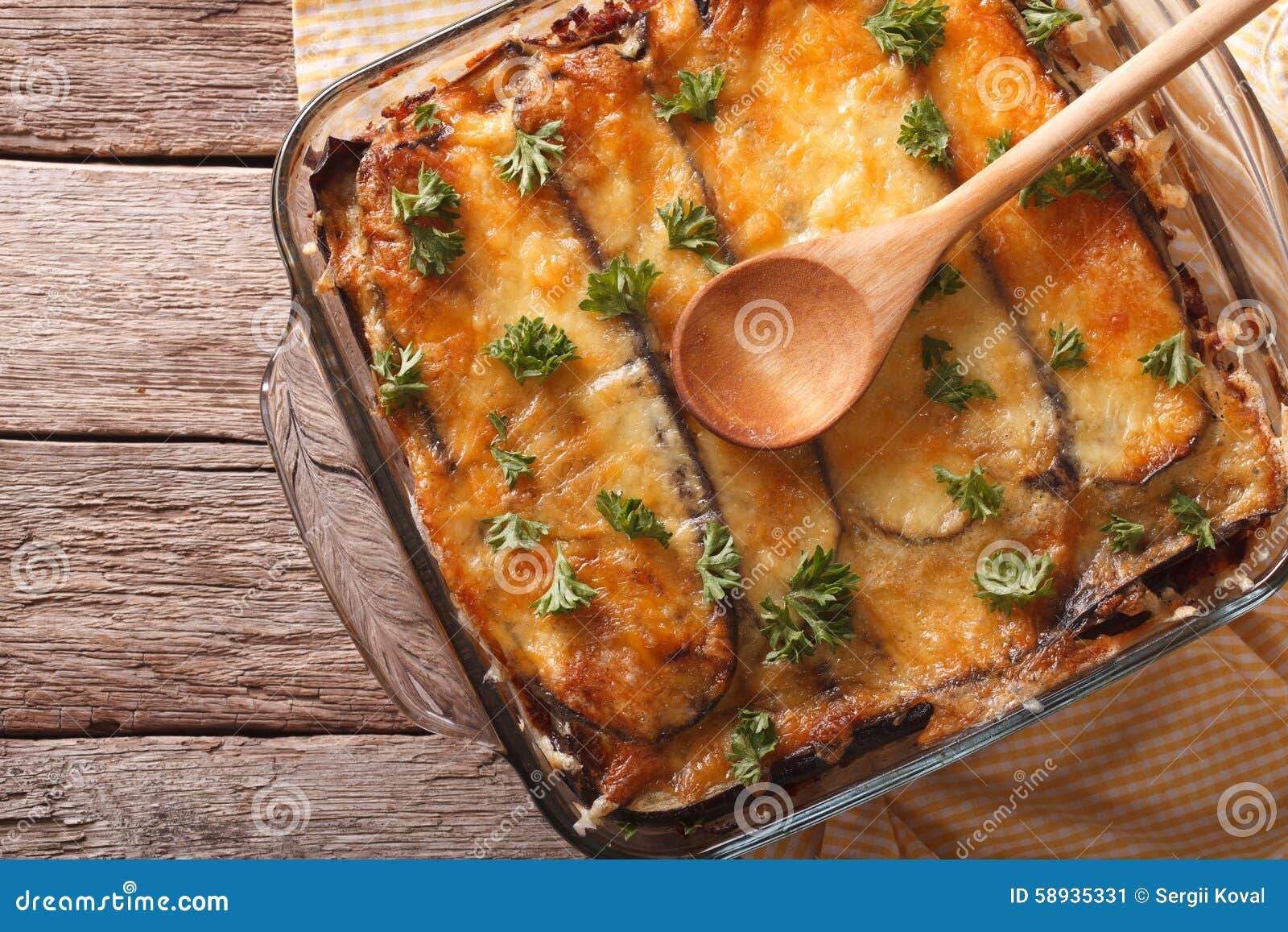 Traditional Moussaka in Baking Dish. Horizontal Top View Stock Image ...