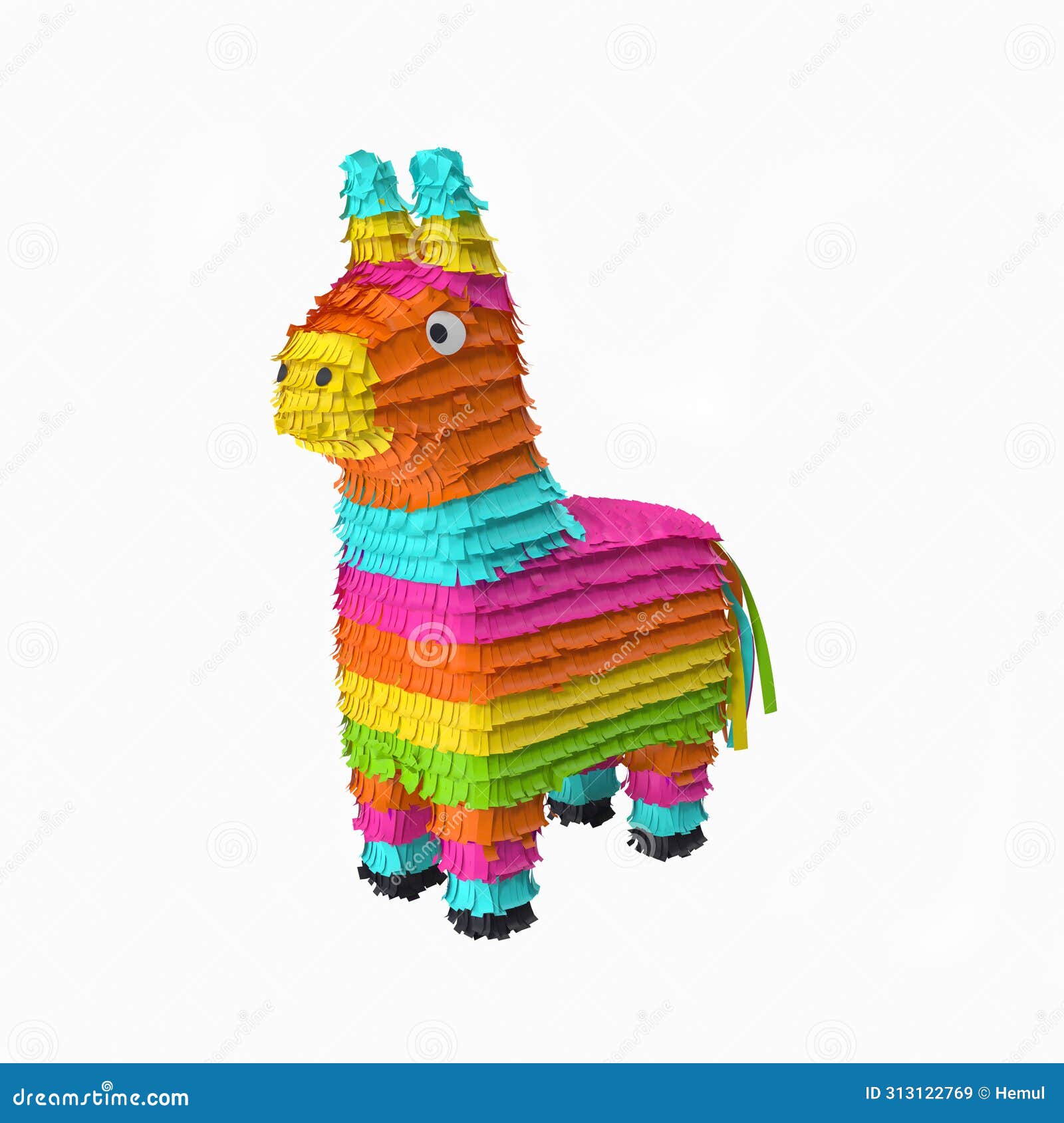 Traditional Multi Colored Mexican Party Pinata on a White Background ...