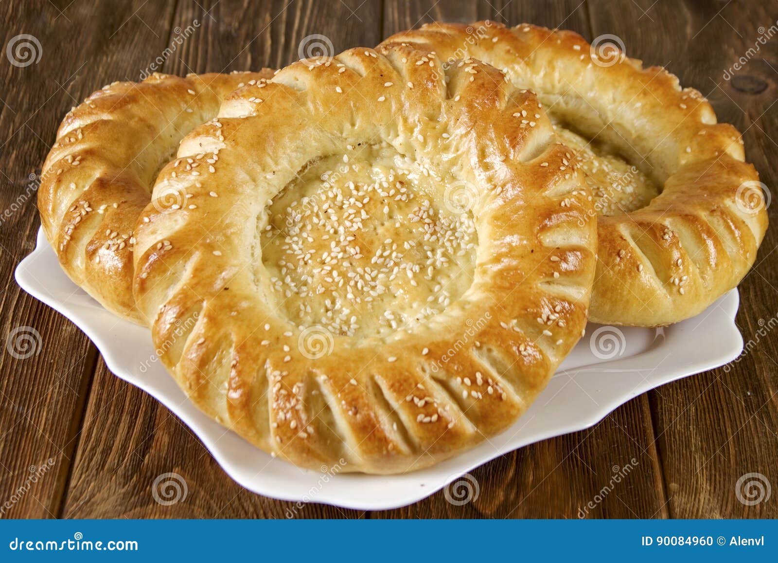 Traditional National Uzbek Flat Cake Stock Photo - Image of meal ...