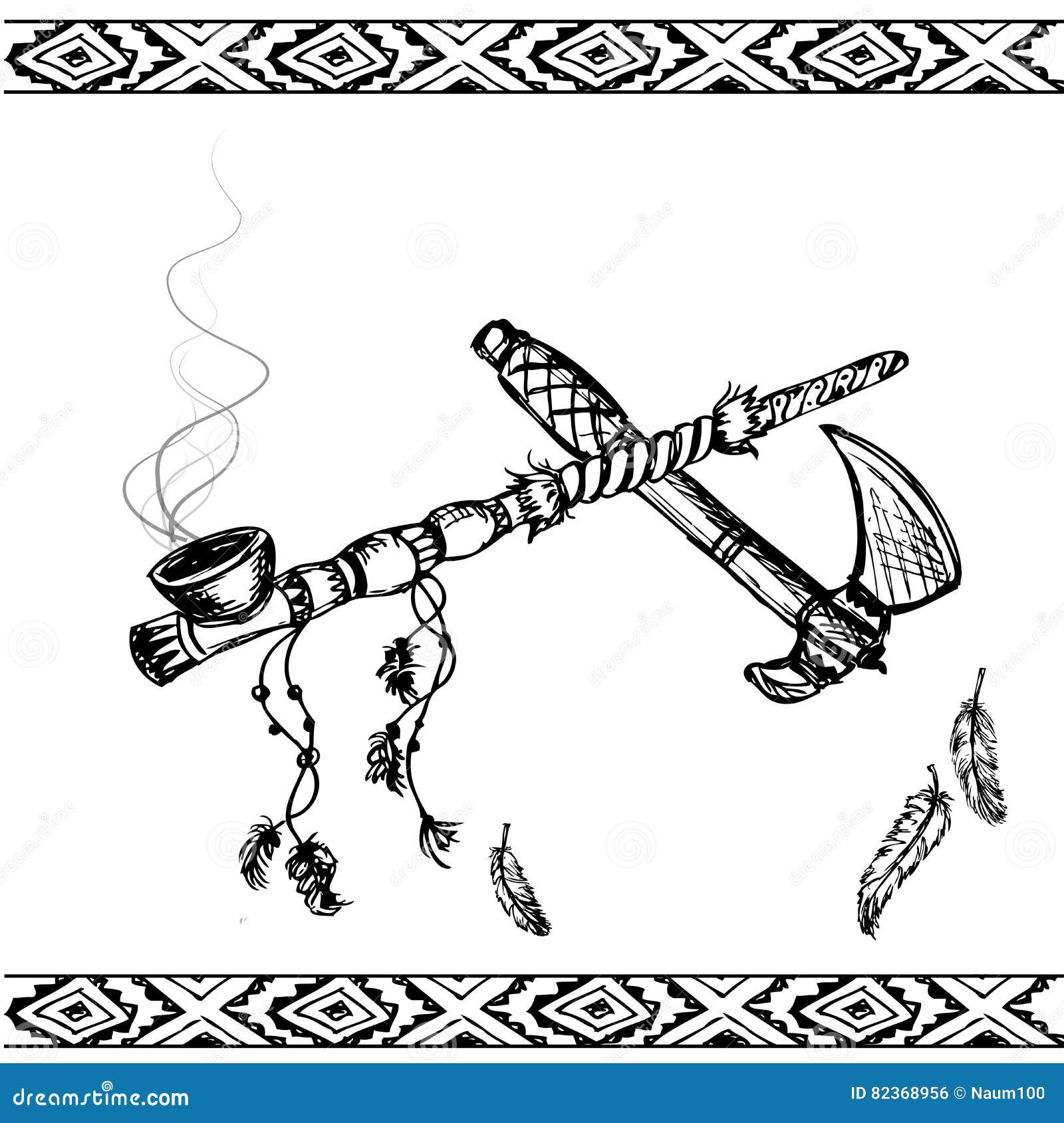 Traditional Native American Peace Pipe and Tomahawk Stock Vector ...