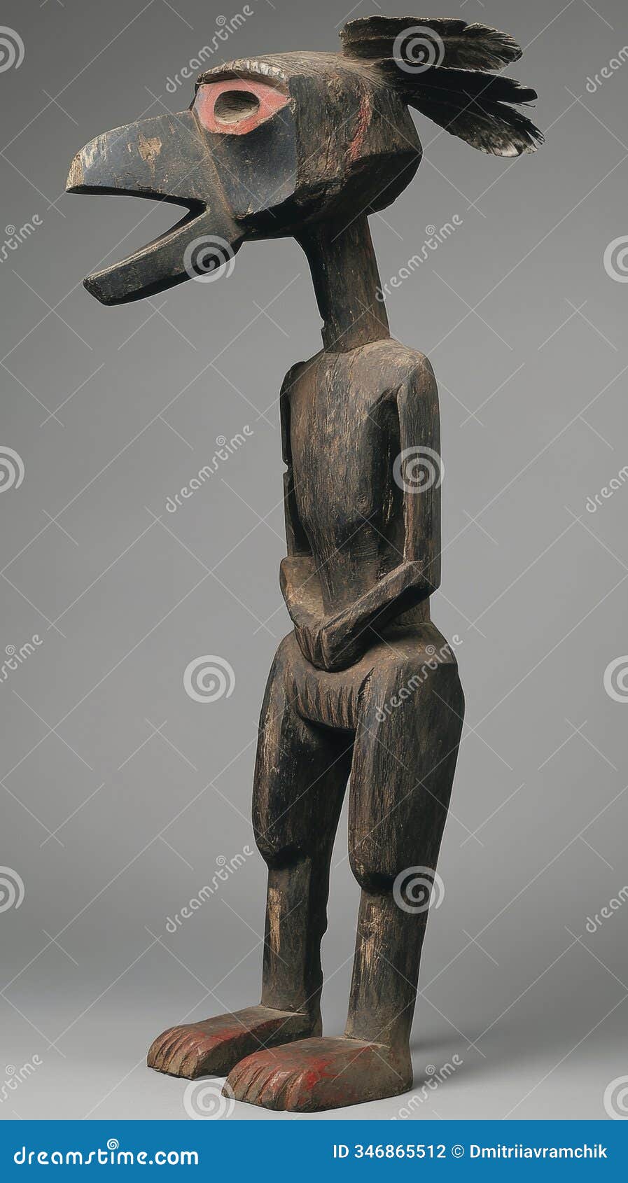 Traditional Native American Wood Carving with Feathers Stock Photo ...