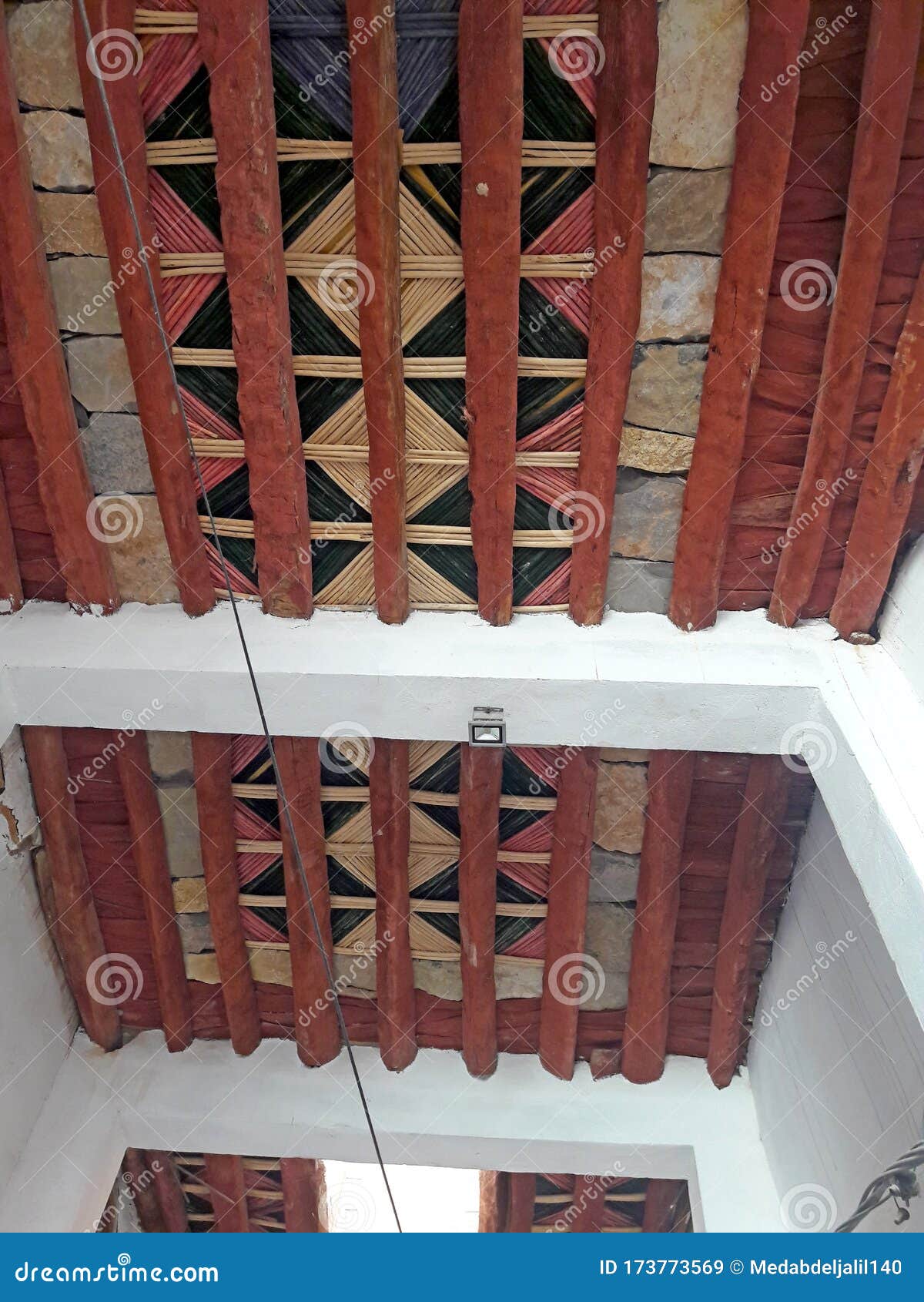 Traditional Nceiling Ceilinged with Palm Tree Trunks and Branches of ...