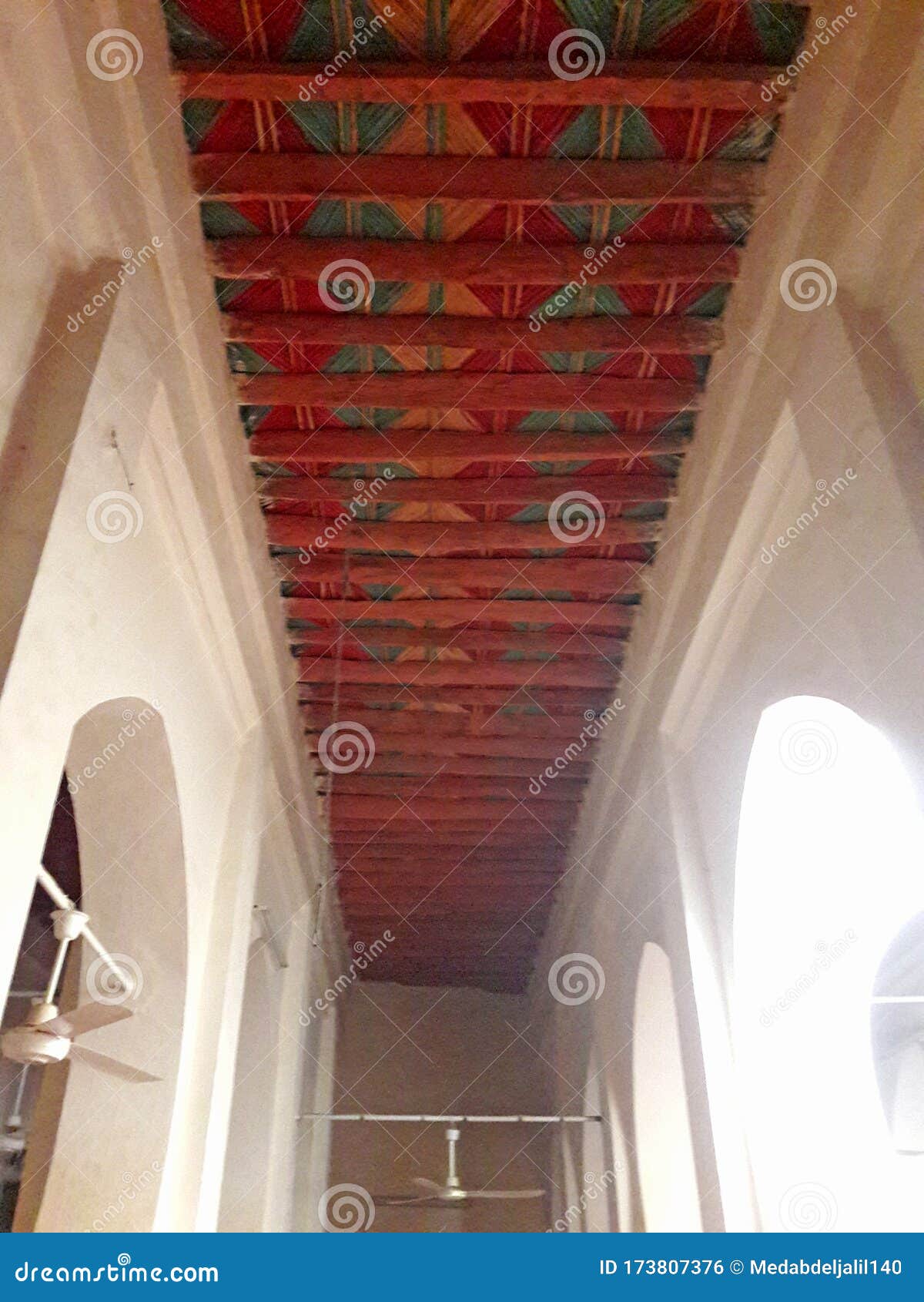 Traditional Nceiling Ceilinged With Palm Tree Trunks And Branches Of ...