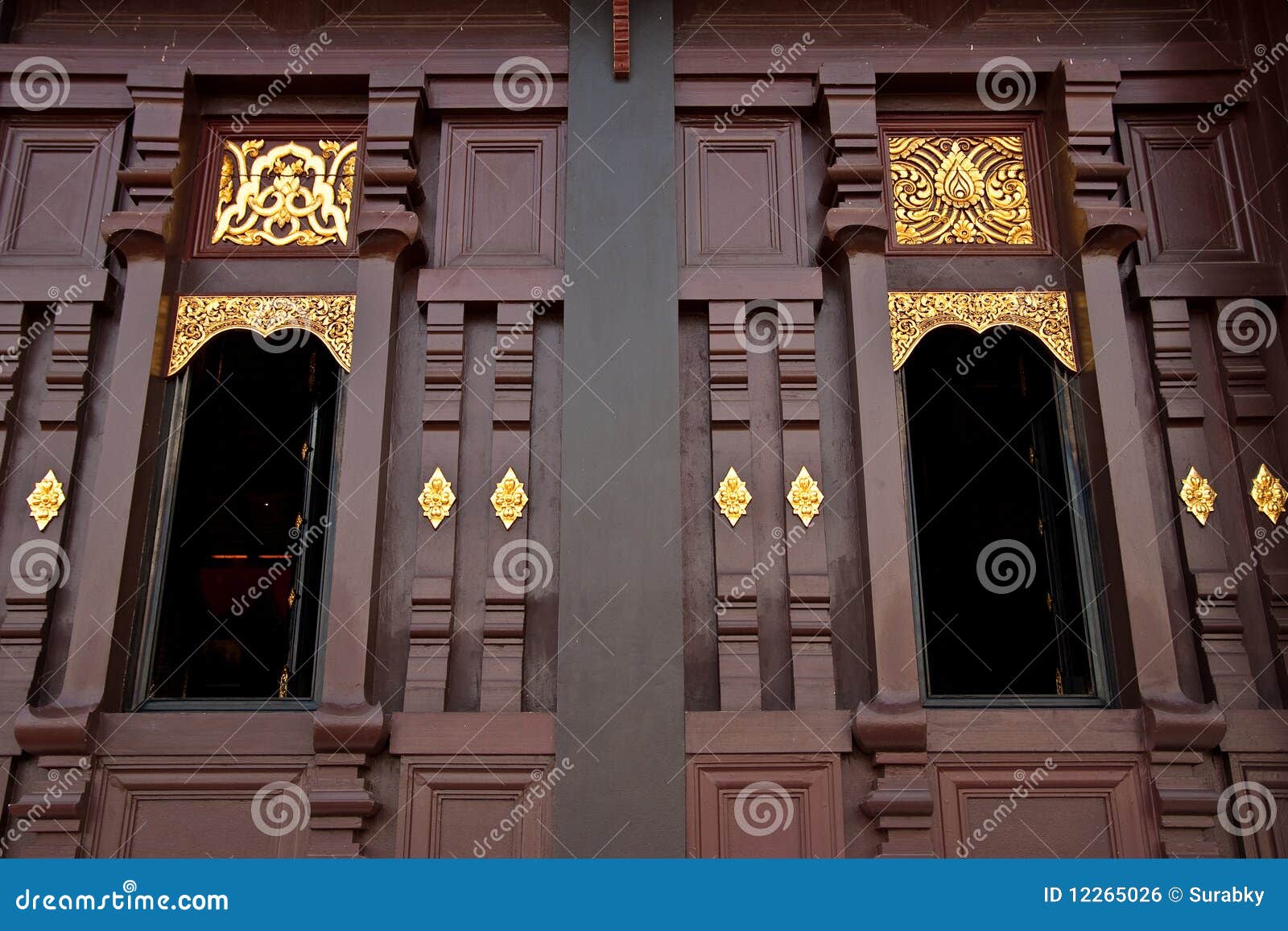 Traditional Northern Thai Style House Window Stock Photo - Image of ...