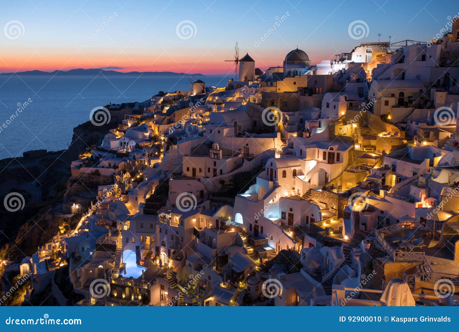 Traditional Oia Sunset in Santorini, Greece Stock Photo - Image of ...