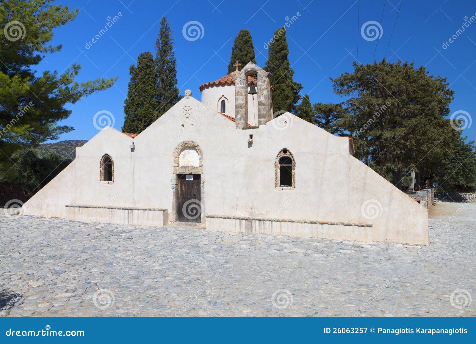 Traditional Old Church at Crete Island Stock Image - Image of banner ...