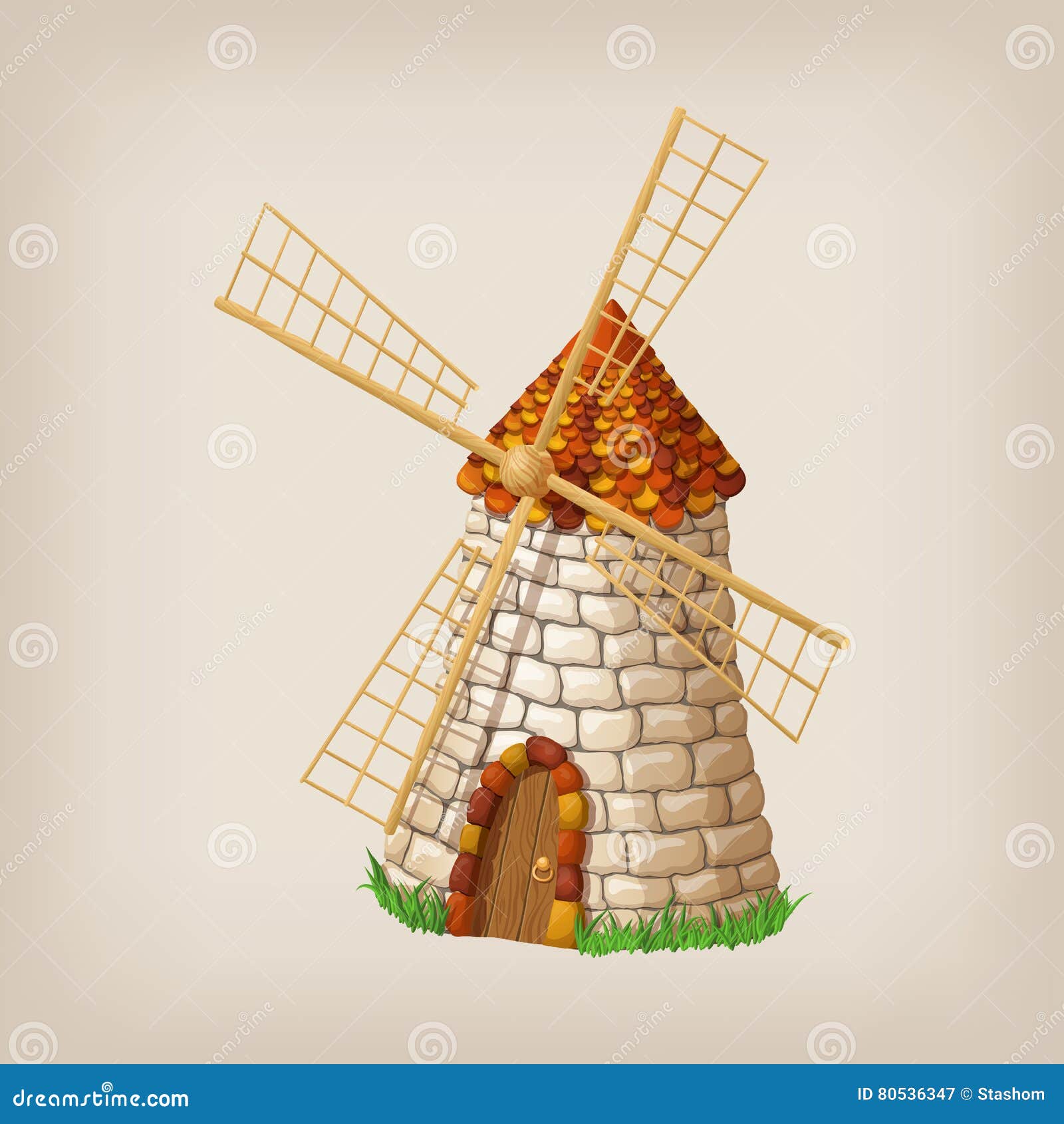 Traditional Old Windmill Building Single Object Color Painted Concept ...
