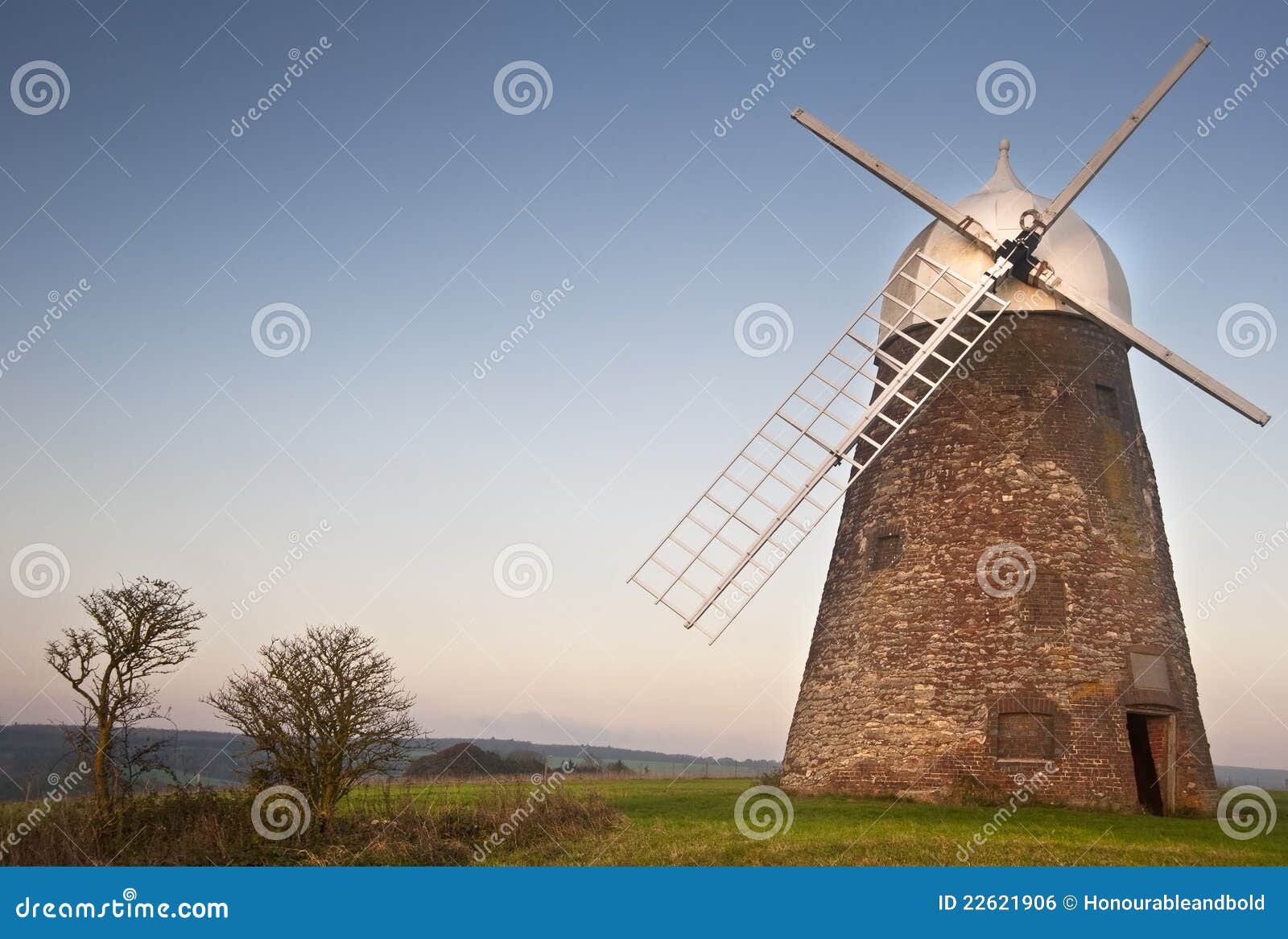 Traditional Old Windmill at Sunset Stock Photo - Image of building ...