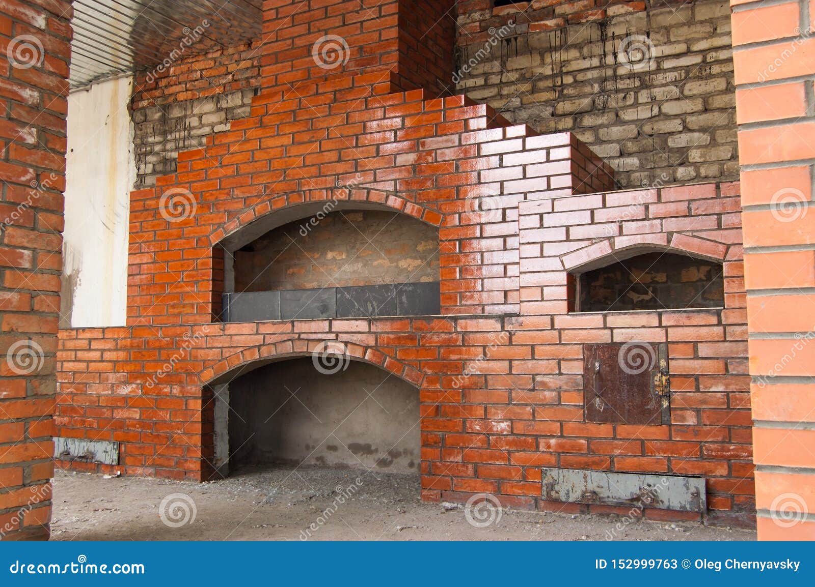 Traditional Orange Brick Oven Construction Stock Image - Image of cook ...