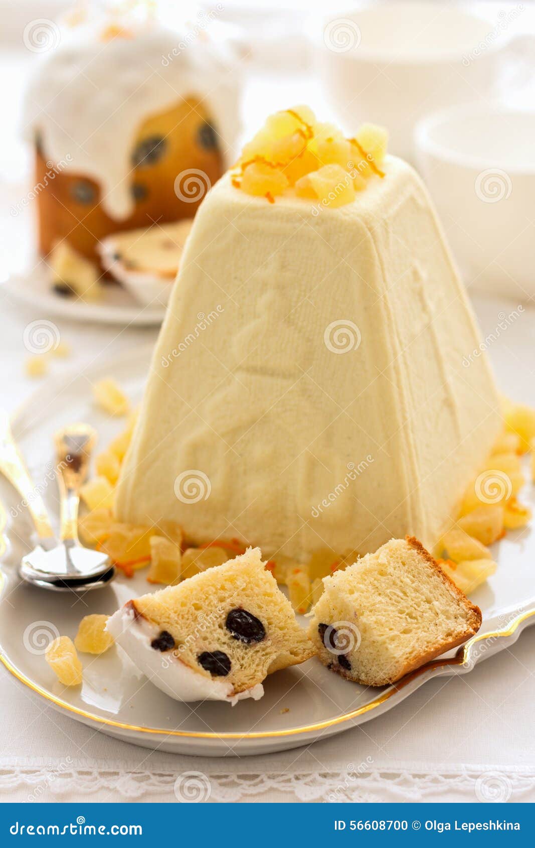 Traditional Orthodox Easter Desserts, Paskha and Kulich Stock Photo ...