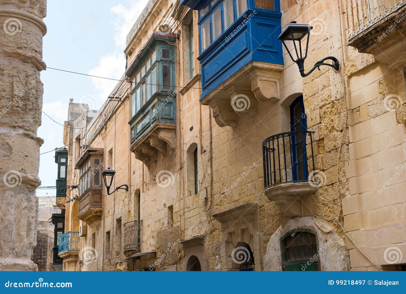 Traditional Painted Maltese Balconies, Malta Stock Image - Image of ...
