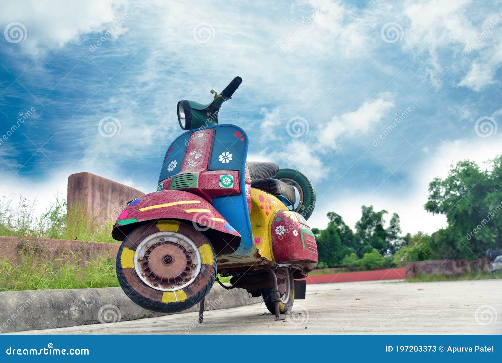 Traditional Painted Scooter Landscape Background Editorial Stock Photo ...