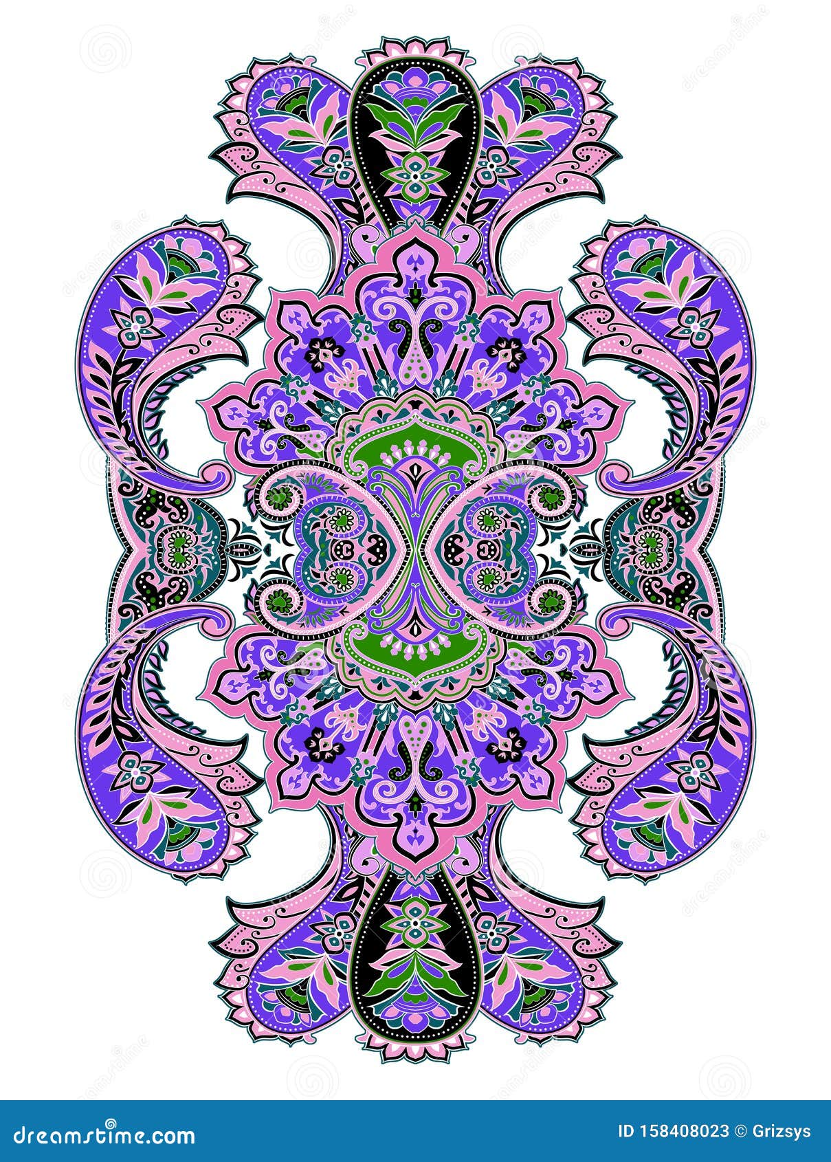 Traditional Paisley Pattern Stock Illustration - Illustration of india ...