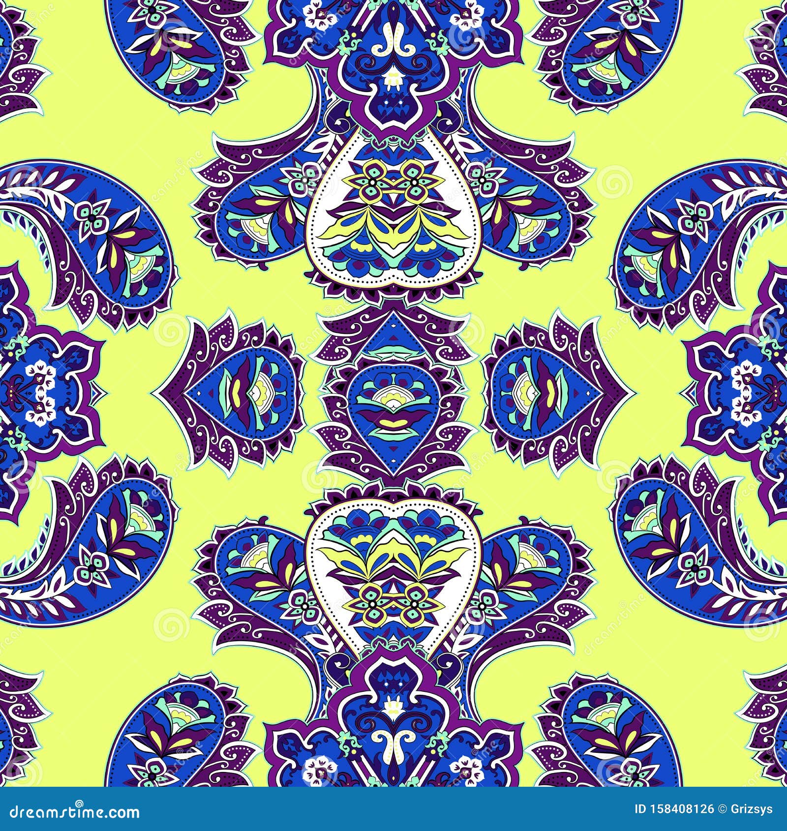 Traditional Paisley Pattern Stock Illustration - Illustration of grunge ...