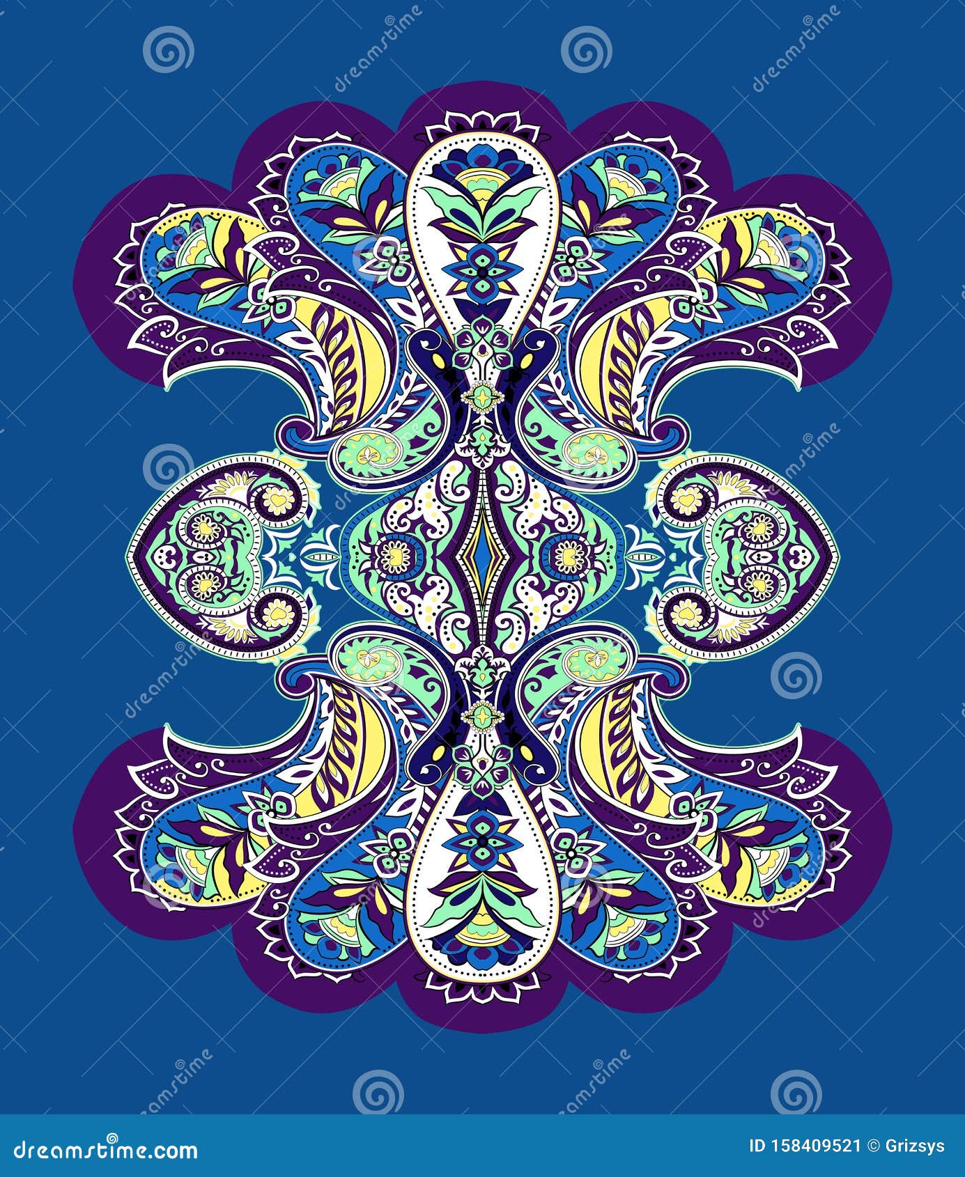 Traditional Paisley Pattern Stock Illustration - Illustration of grunge ...