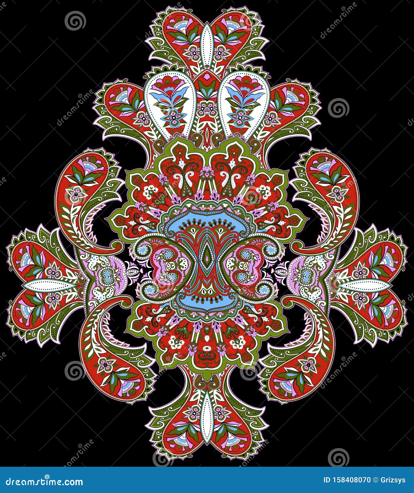 Traditional Paisley Pattern Stock Illustration - Illustration of luxury ...