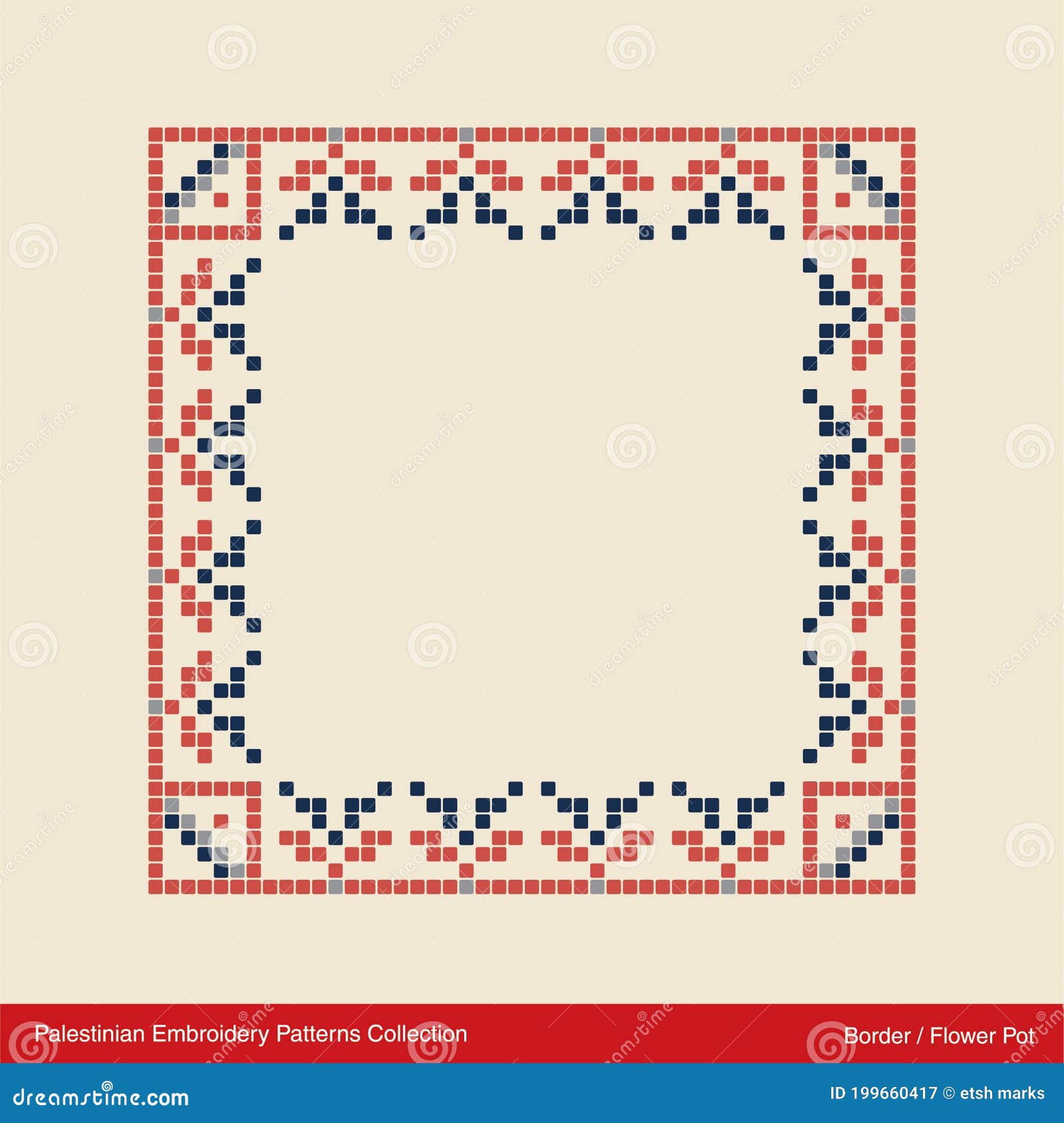 Traditional Palestinian Embroidery Border Patterns. Stock Vector ...