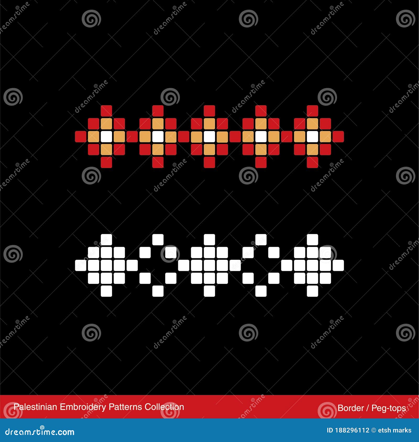 Traditional Palestinian Embroidery Pattern Border Peg Tops. Stock ...