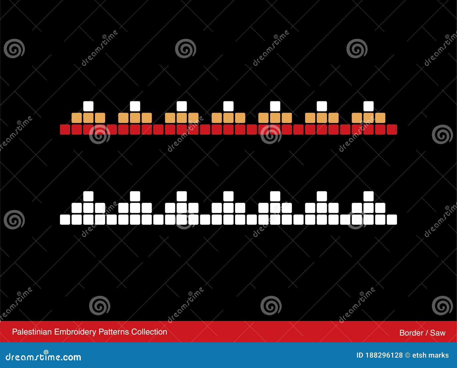 Traditional Palestinian Embroidery Pattern Border Saw. Stock Vector ...