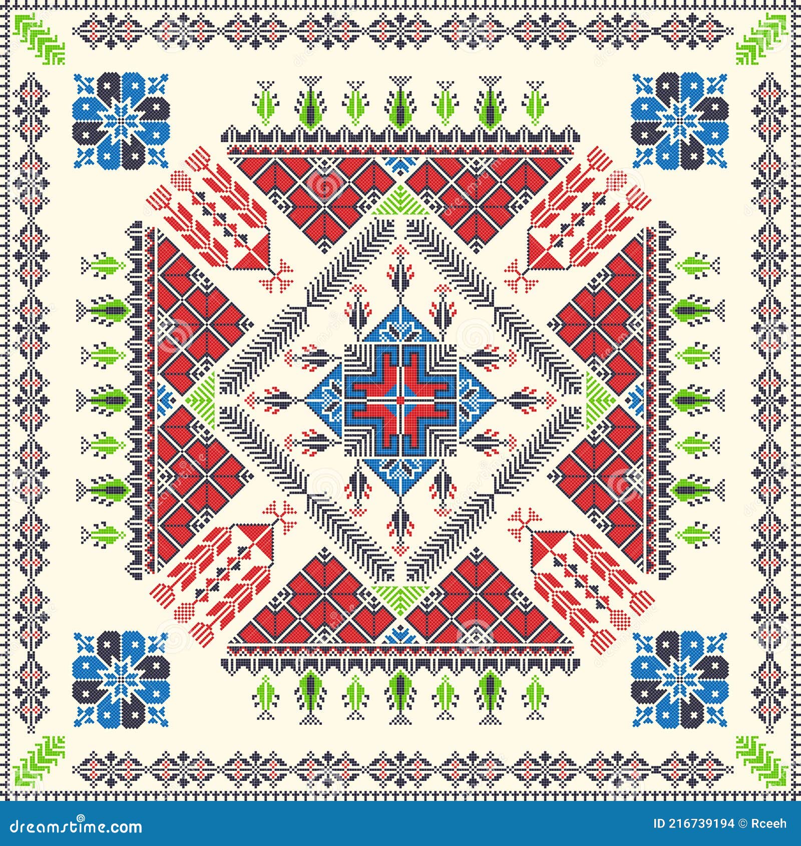 Traditional Palestinian Embroidery Pattern 13 Stock Vector ...