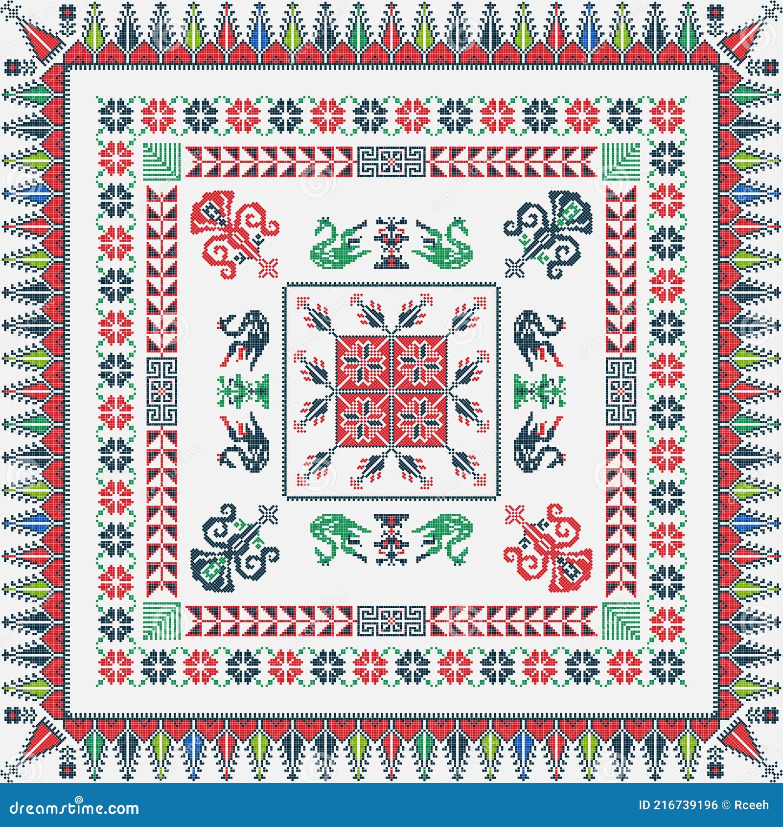 Traditional Palestinian Embroidery Pattern 14 Stock Vector ...