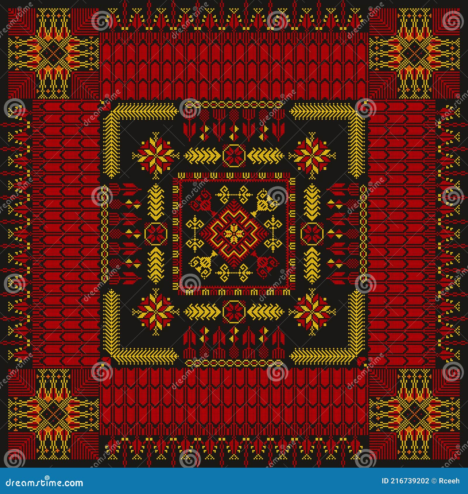 Traditional Palestinian Embroidery Pattern 16 Stock Vector ...