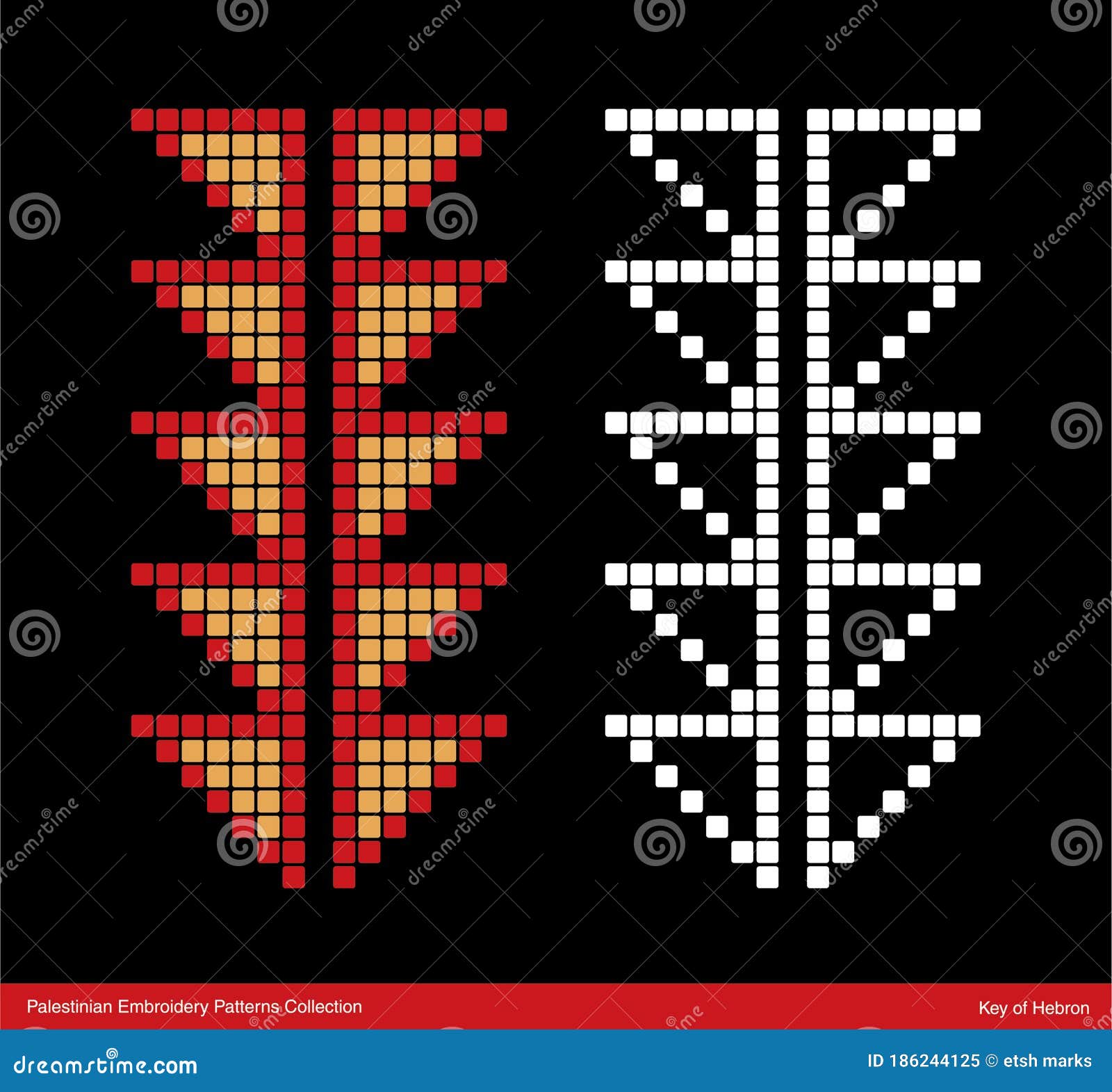 Traditional Palestinian Embroidery Pattern Key of Hebron. Stock Vector ...