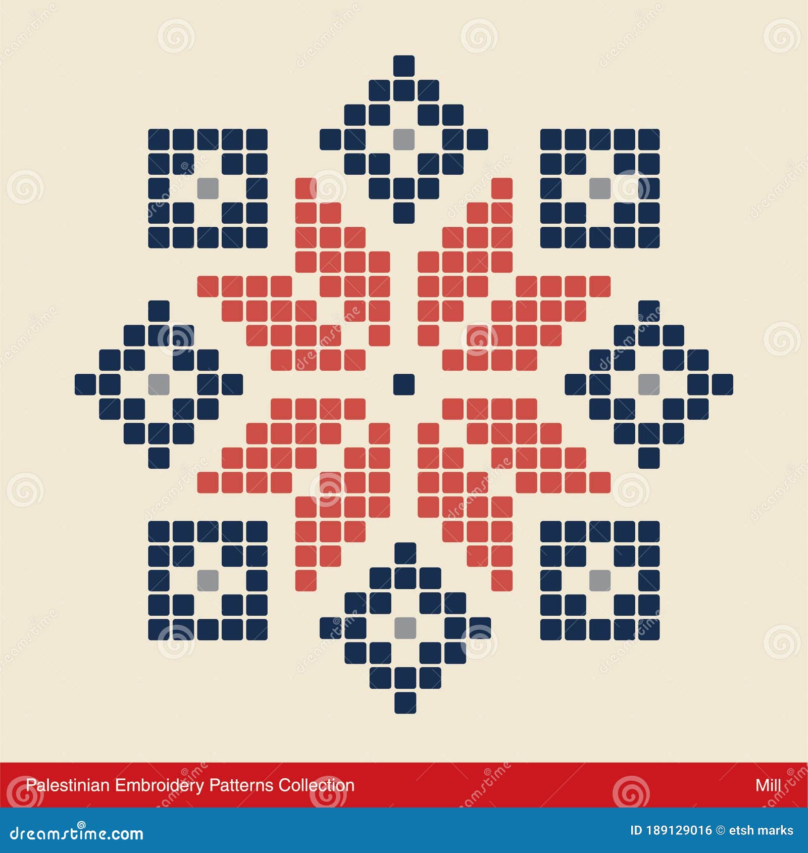 Traditional Palestinian Embroidery Pattern Mill. Stock Vector ...