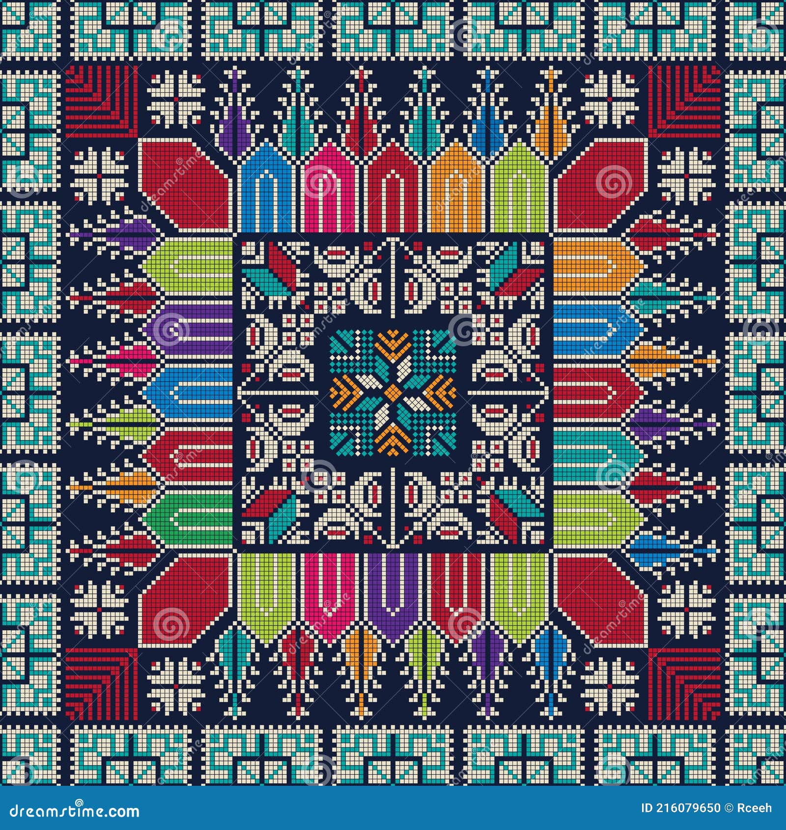 Traditional Palestinian Embroidery Pattern 3 Stock Vector ...