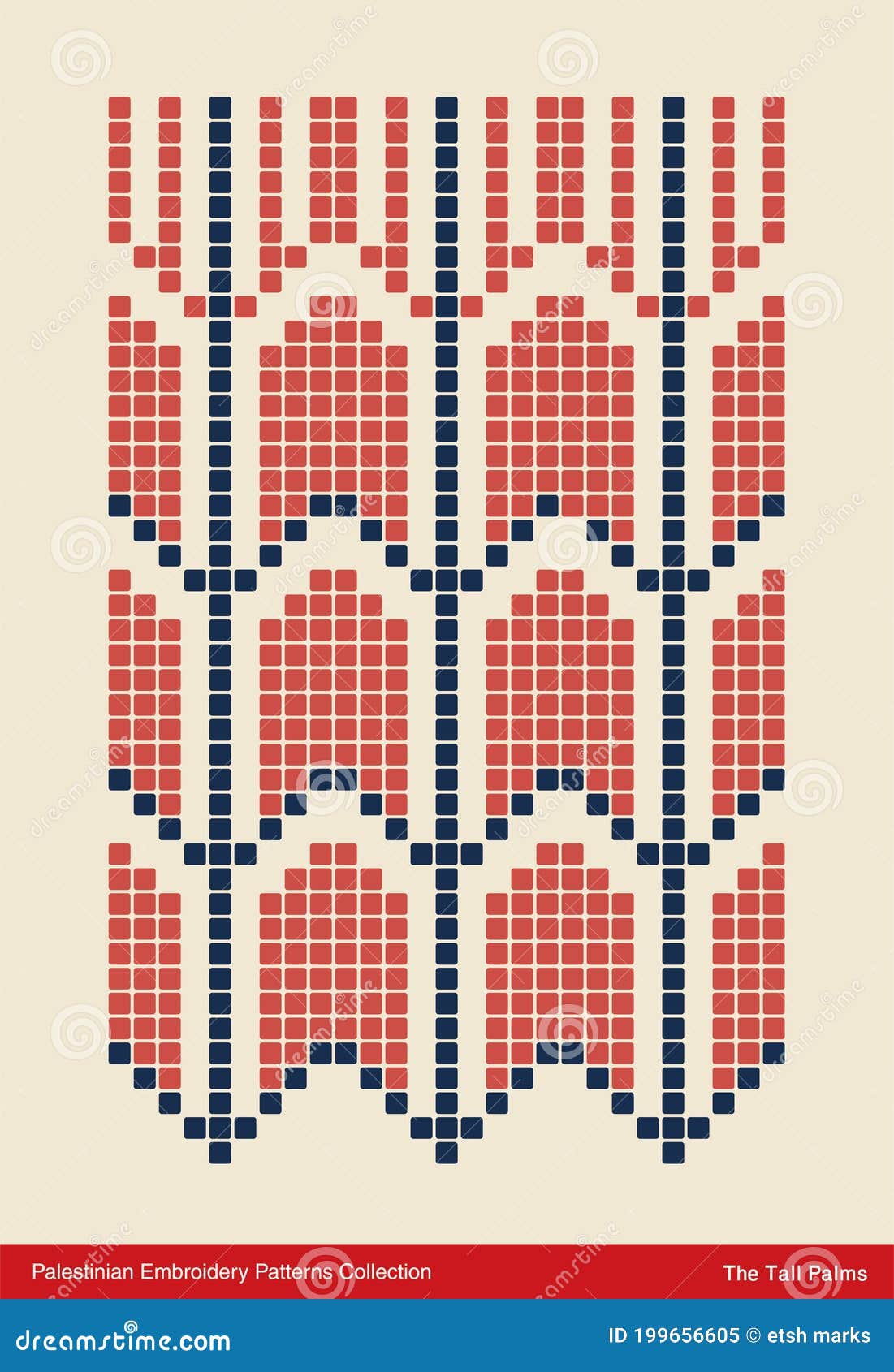 Traditional Palestinian Embroidery Patterns The Tall Palms. Cartoon ...