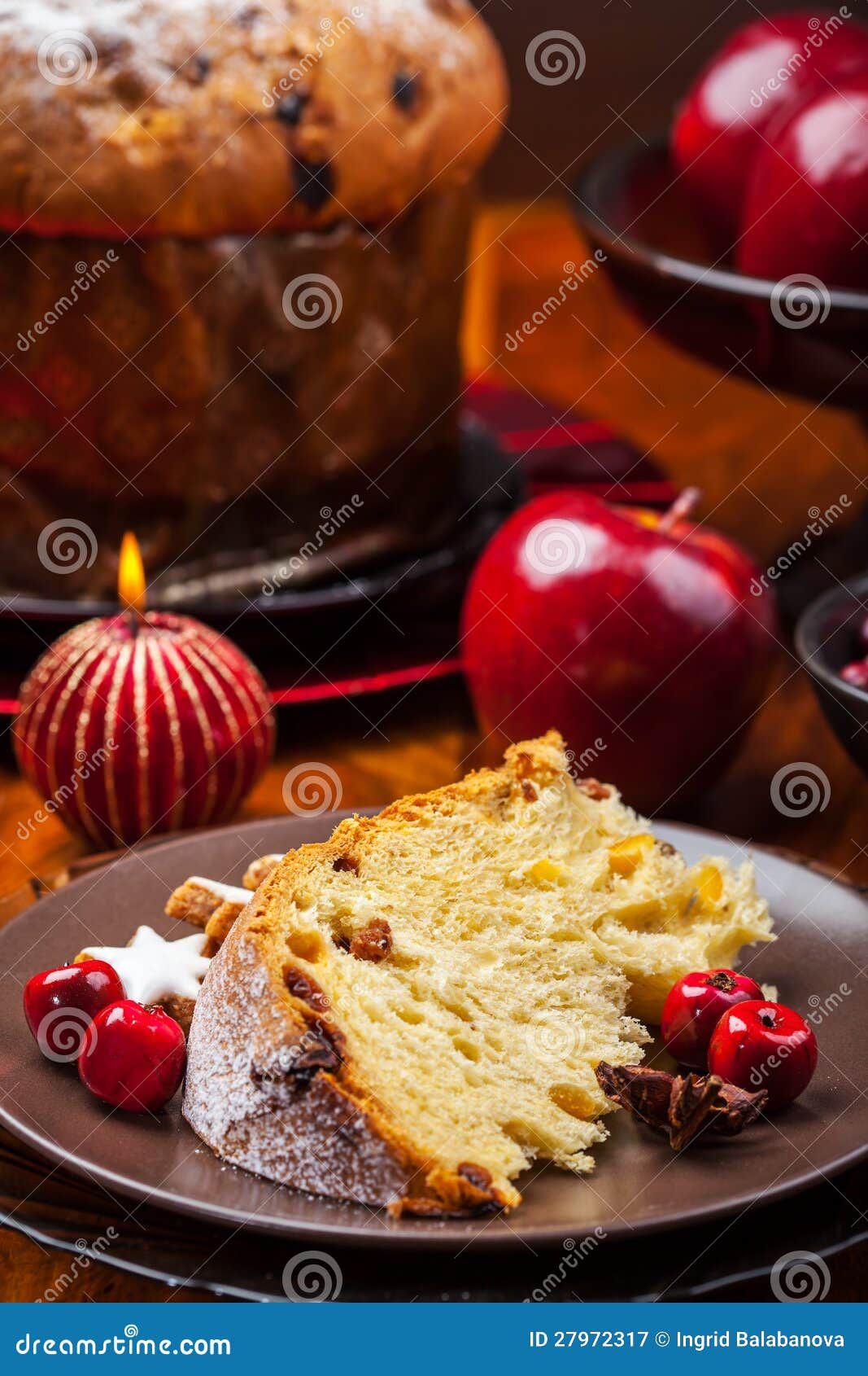 Traditional Panettone Cake for Christmas Stock Image - Image of raisins ...