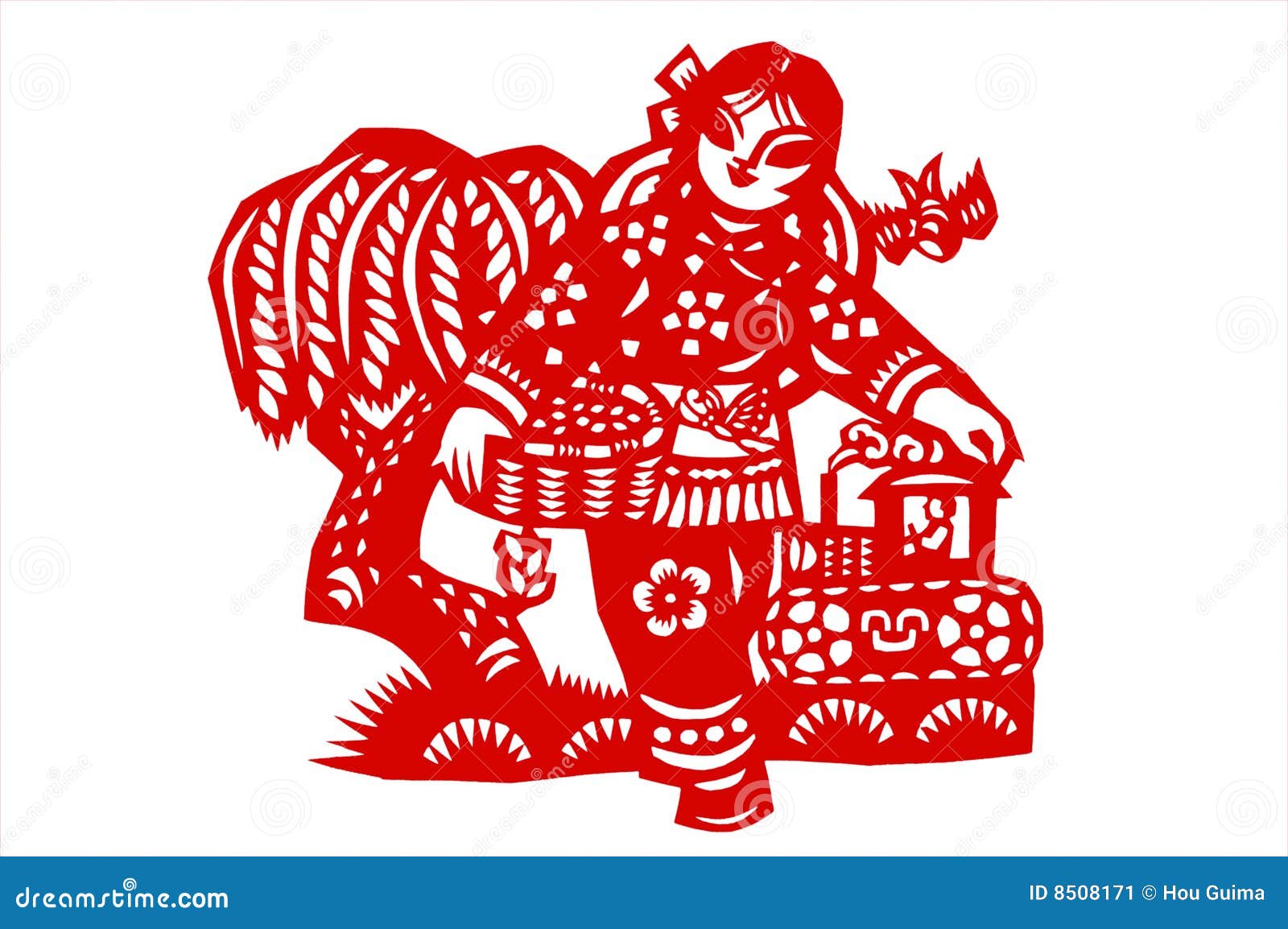 The traditional paper cut stock illustration. Illustration of greeting ...