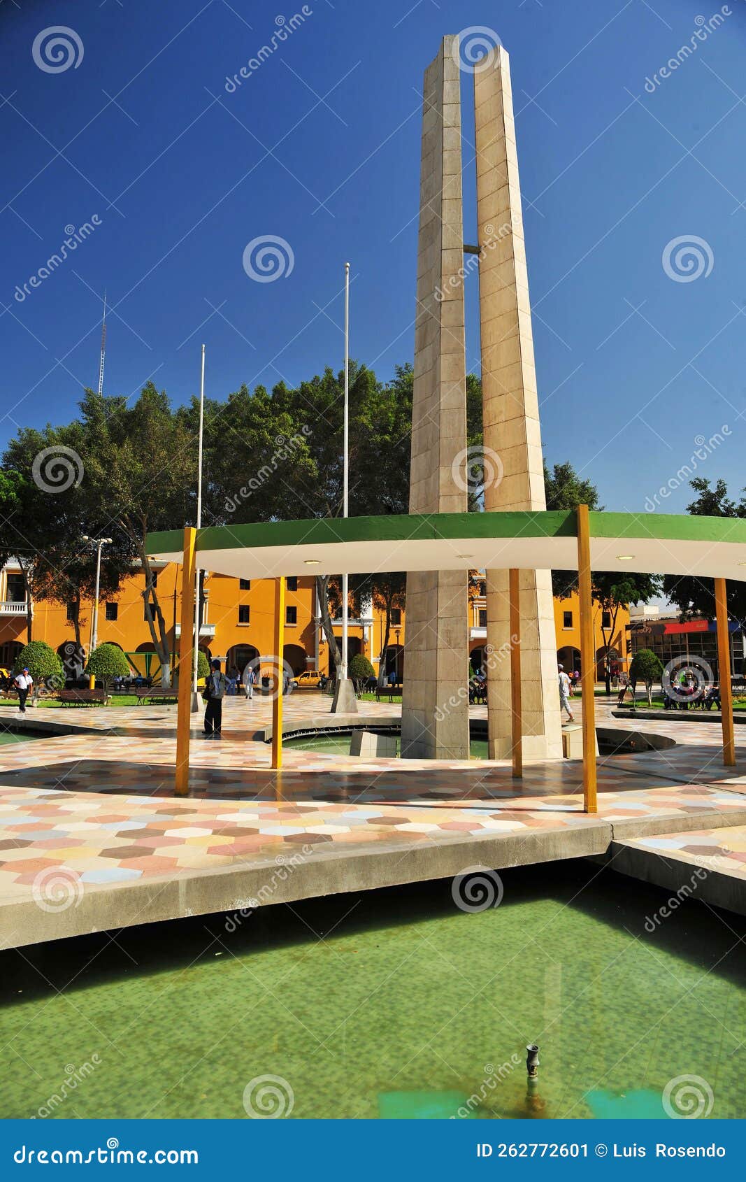 Traditional Parade Ground with a Monument and Water Fountain Editorial ...
