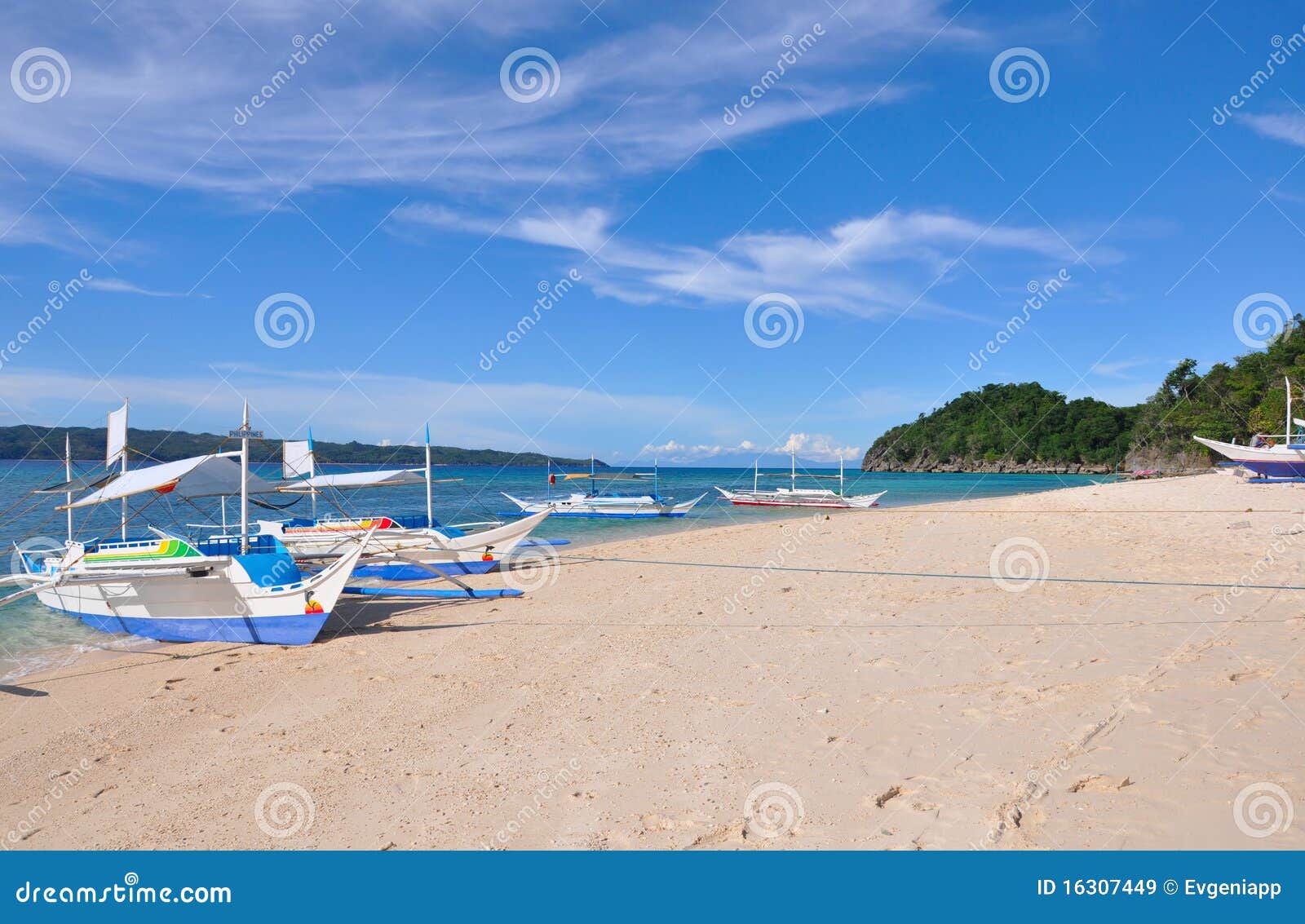 Traditional Paraw Sailing Boat on White Beach Stock Image - Image of ...