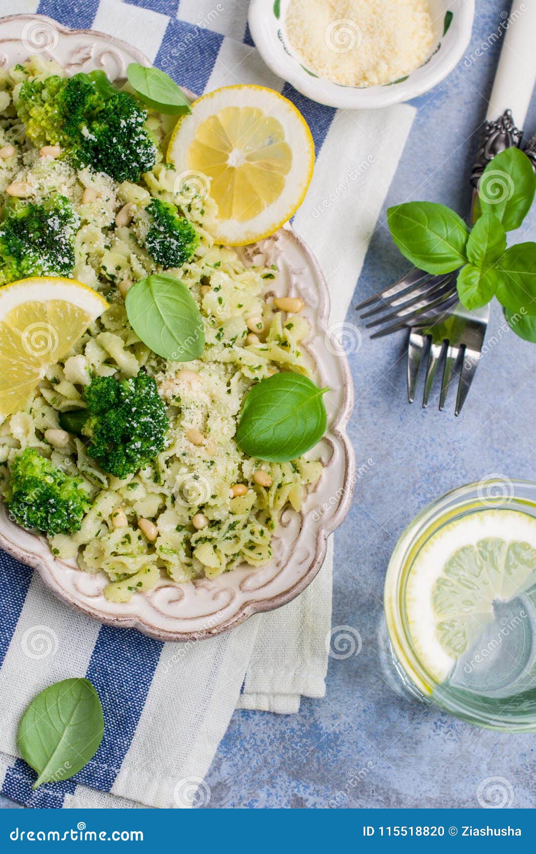 Traditional Pasta Tripoline with Pesto Stock Photo - Image of healthy ...