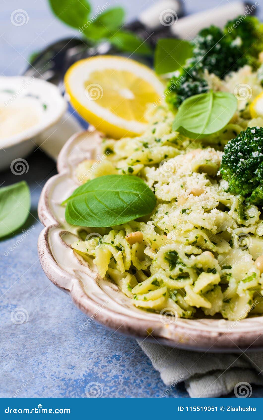 Traditional Pasta Tripoline with Pesto Stock Image - Image of gluten ...