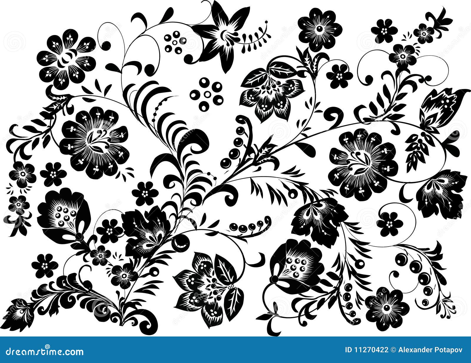 Traditional Pattern with Flowers Stock Illustration - Illustration of ...
